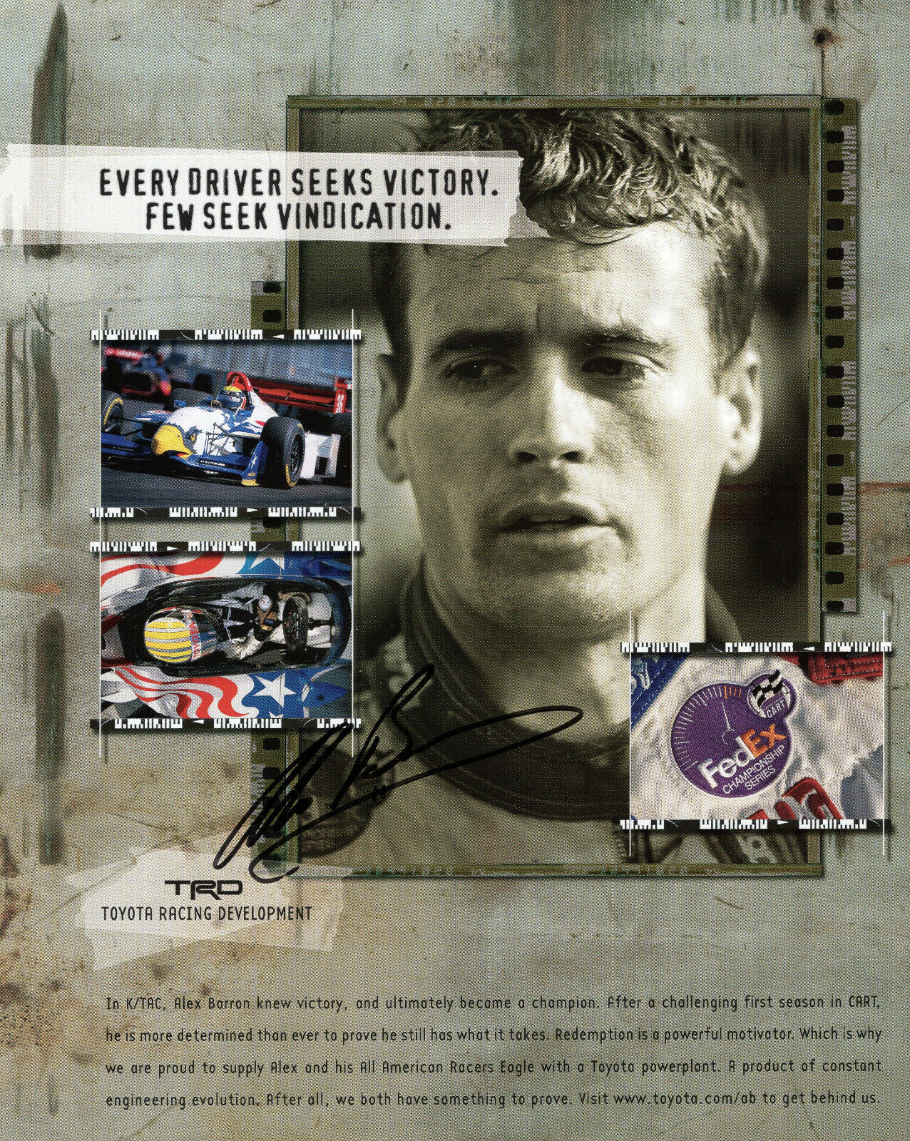 ALEX BARRON HAND SIGNED 8x10 COLOR PHOTO+COA AWESOME RACE CAR DRIVER ...