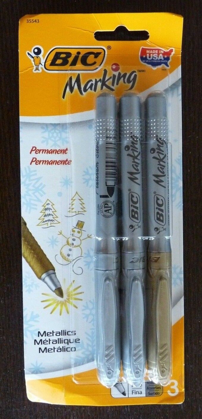 Bic Marking Metallics Autograph Fine Point Paint Pen Markers 3 Pack ...