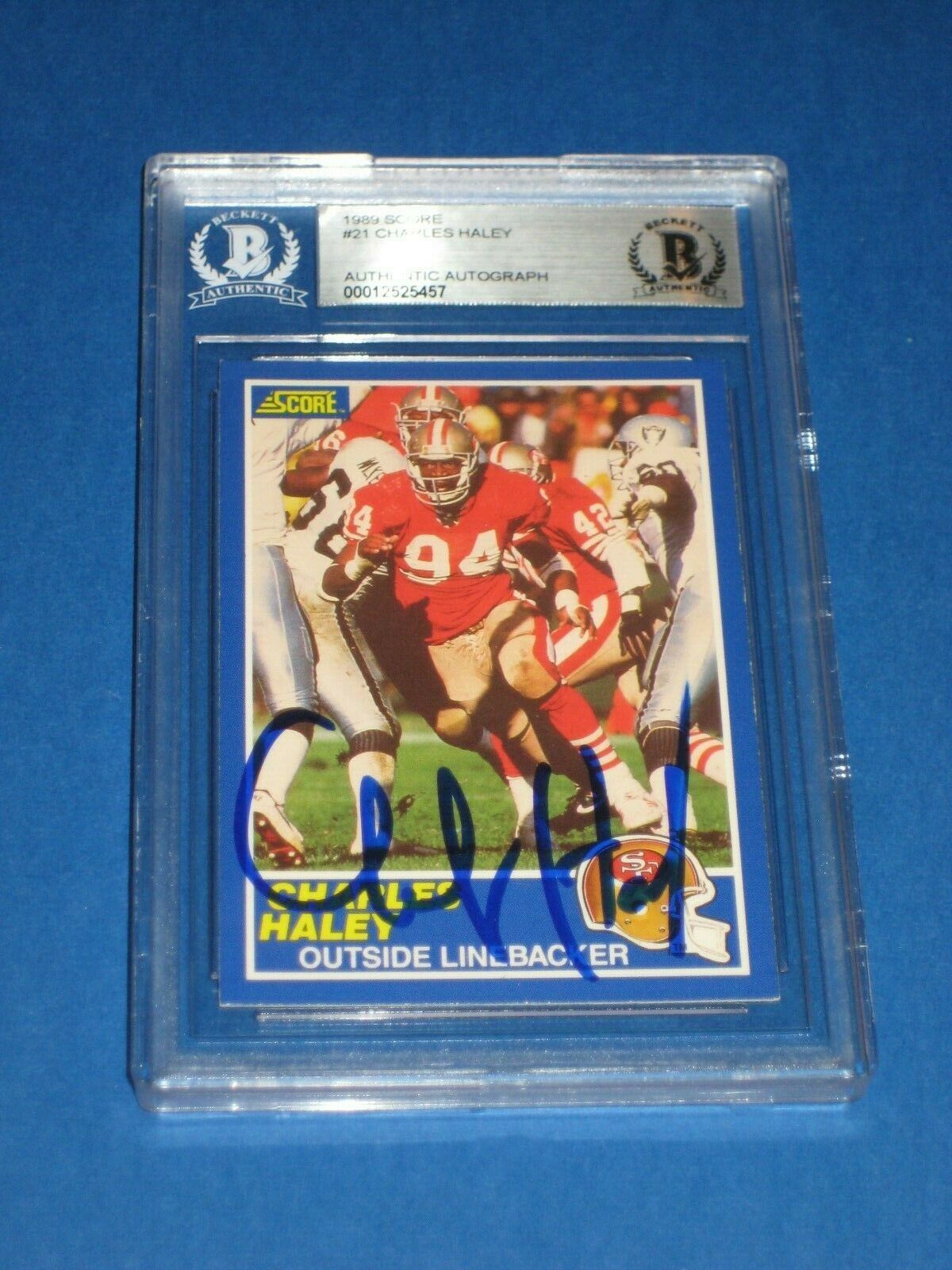 CHARLES HALEY Signed 1989 SCORE Card #21 Beckett Authenticated ...