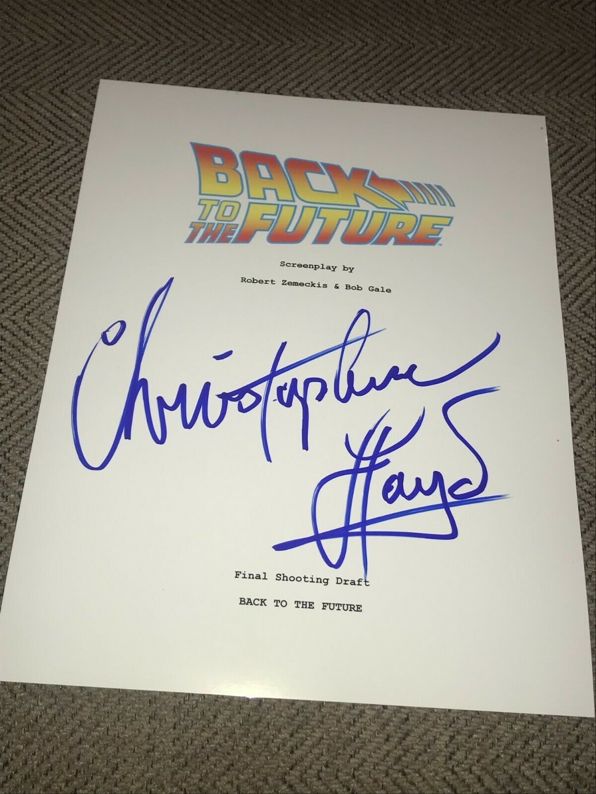 CHRISTOPHER LLOYD SIGNED AUTOGRAPH MOVIE SCRIPT BACK TO THE FUTURE FOX ...