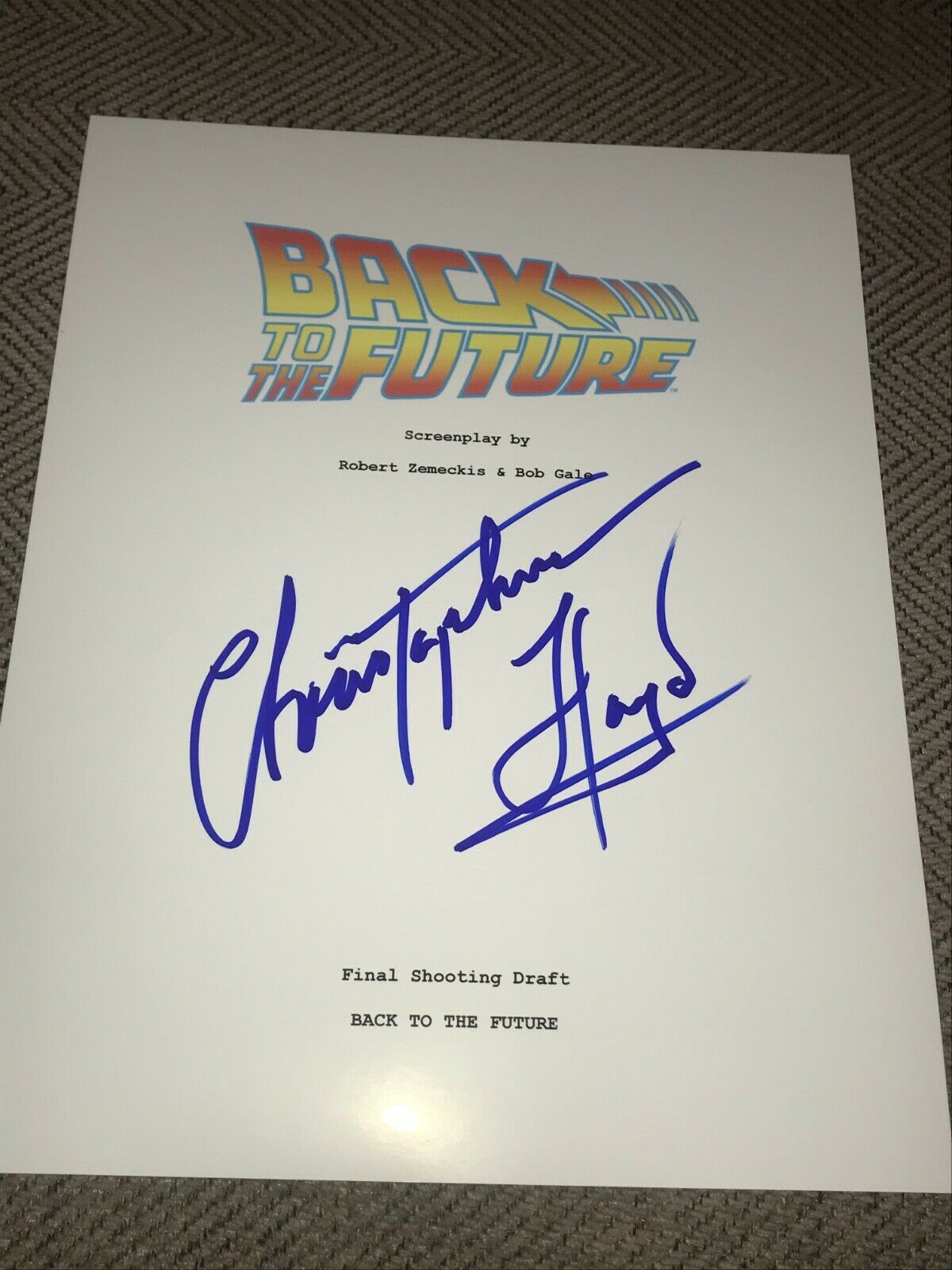 CHRISTOPHER LLOYD SIGNED AUTOGRAPH MOVIE SCRIPT BACK TO THE FUTURE FOX ...