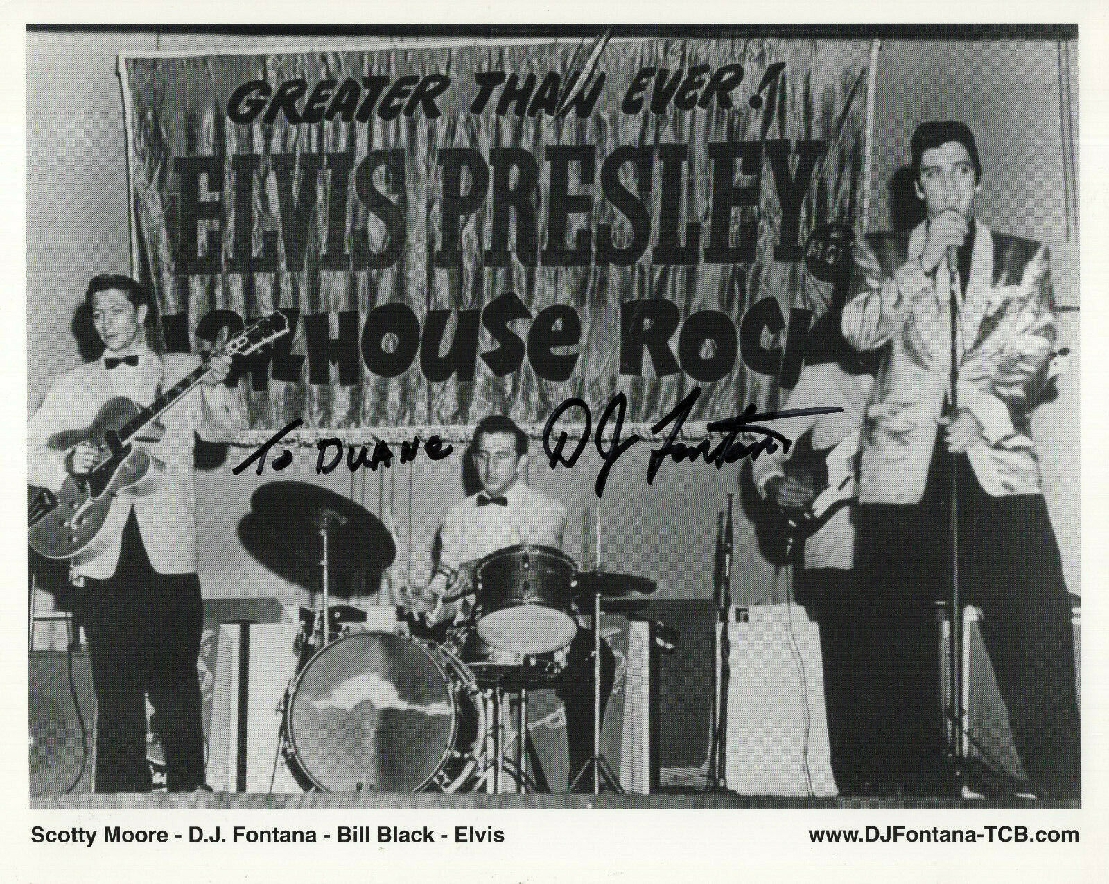D J Fontana Hand Signed 8x10 Photo Coa Awesome Pose With Elvis Presley