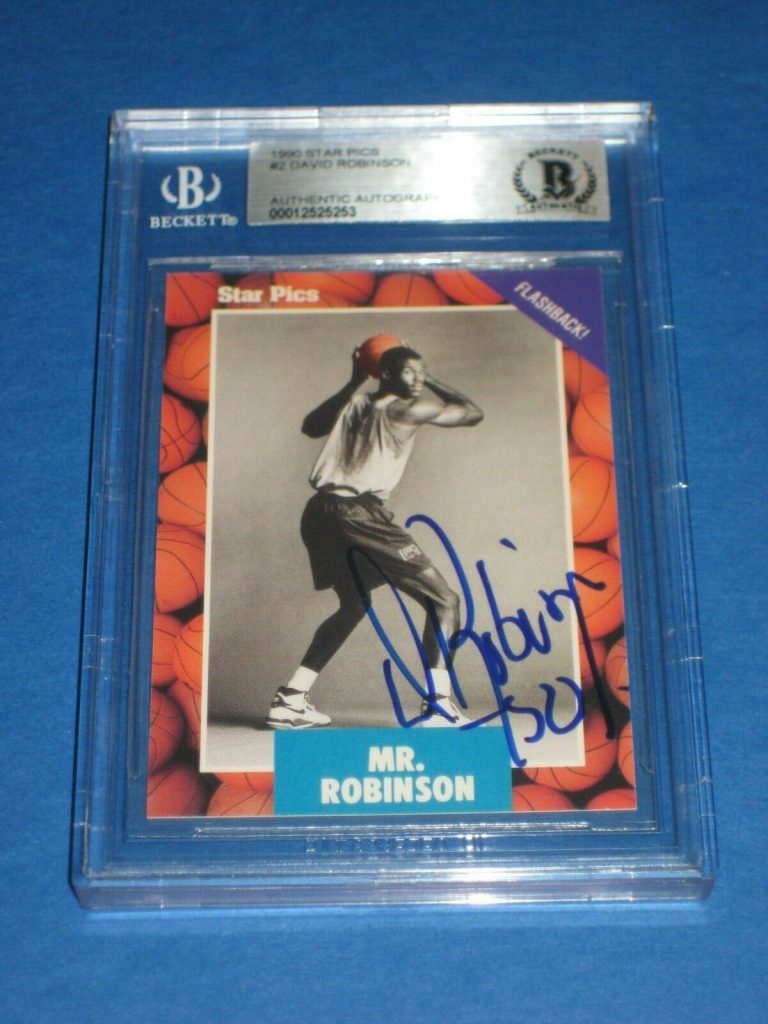 DAVID ROBINSON Signed 1990 STAR PICS ROOKIE Card #2 Beckett ...