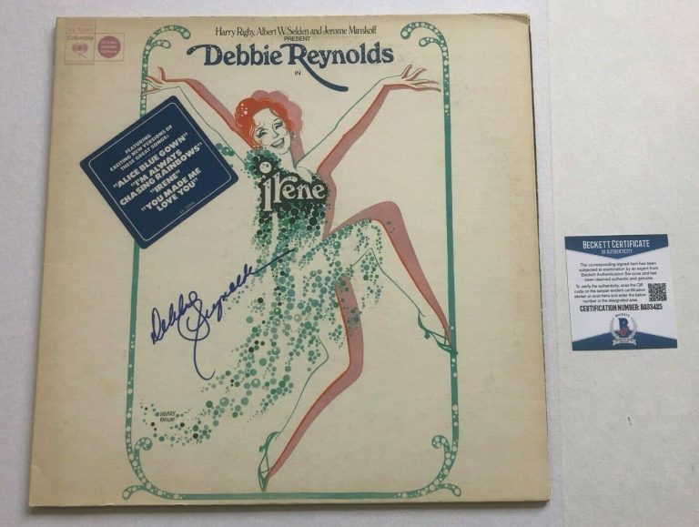 DEBBIE REYNOLDS Signed IRENE Soundtrack LP ALBUM COVER w/ Beckett BAS ...