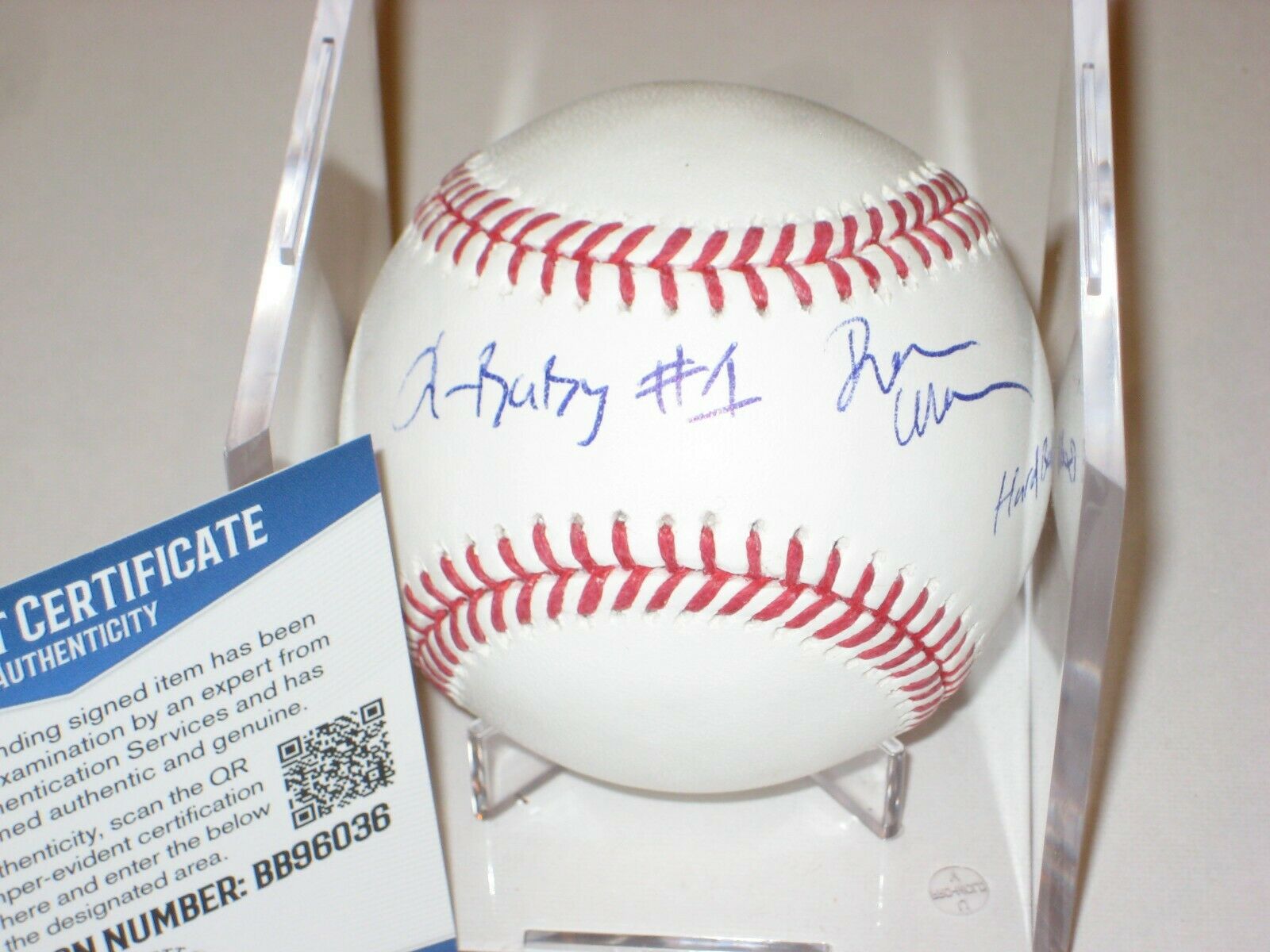 DeWAYNE WARREN Signed Official MLB Baseball w/ Beckett COA & G-BABY ...