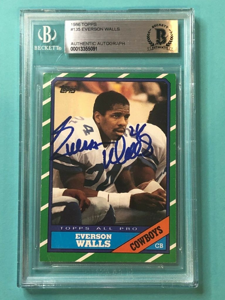 EVERSON WALLS Signed 1986 TOPPS Card #135 Beckett Authenticated BAS ...