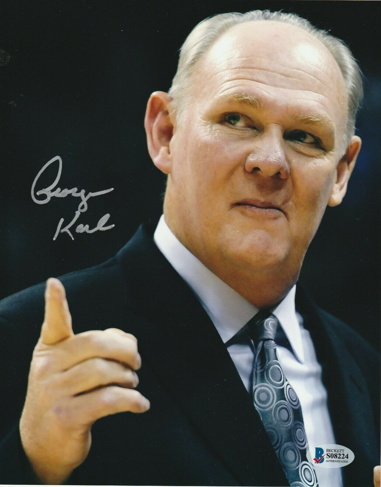 GEORGE KARL (North Carolina, Supersonics) Signed 8x10 PHOTO w/ Beckett ...