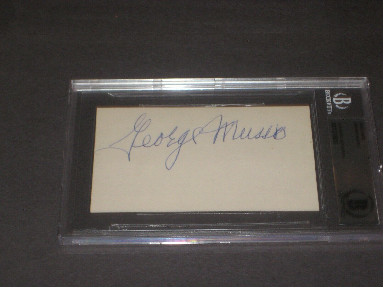 GEORGE MUSSO (Chicago Bears) Signed Index Card w/ Beckett Authenticated ...