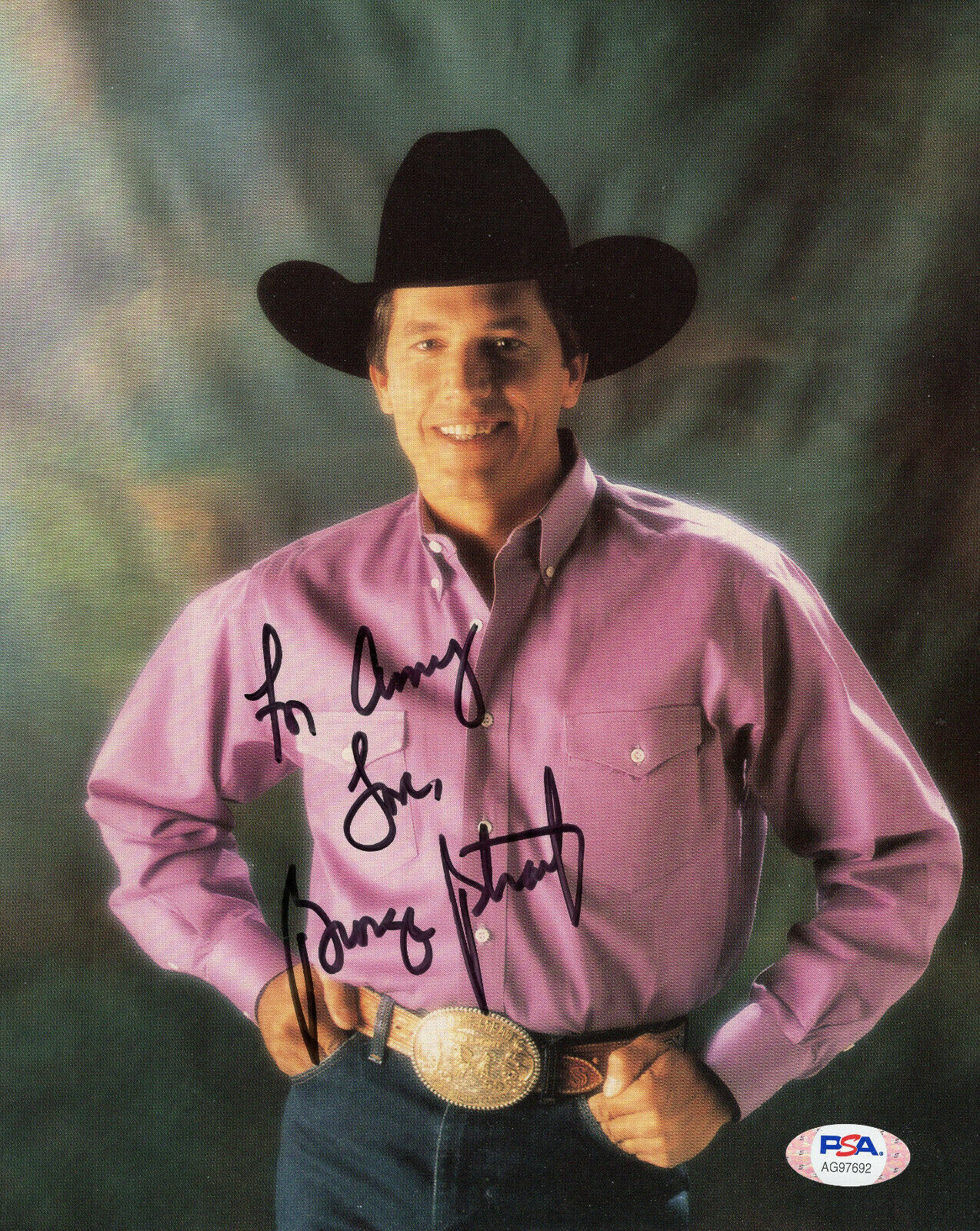 GEORGE STRAIT HAND SIGNED 8x10 COLOR PHOTO RARE SIGNED TO AMY PSA ...