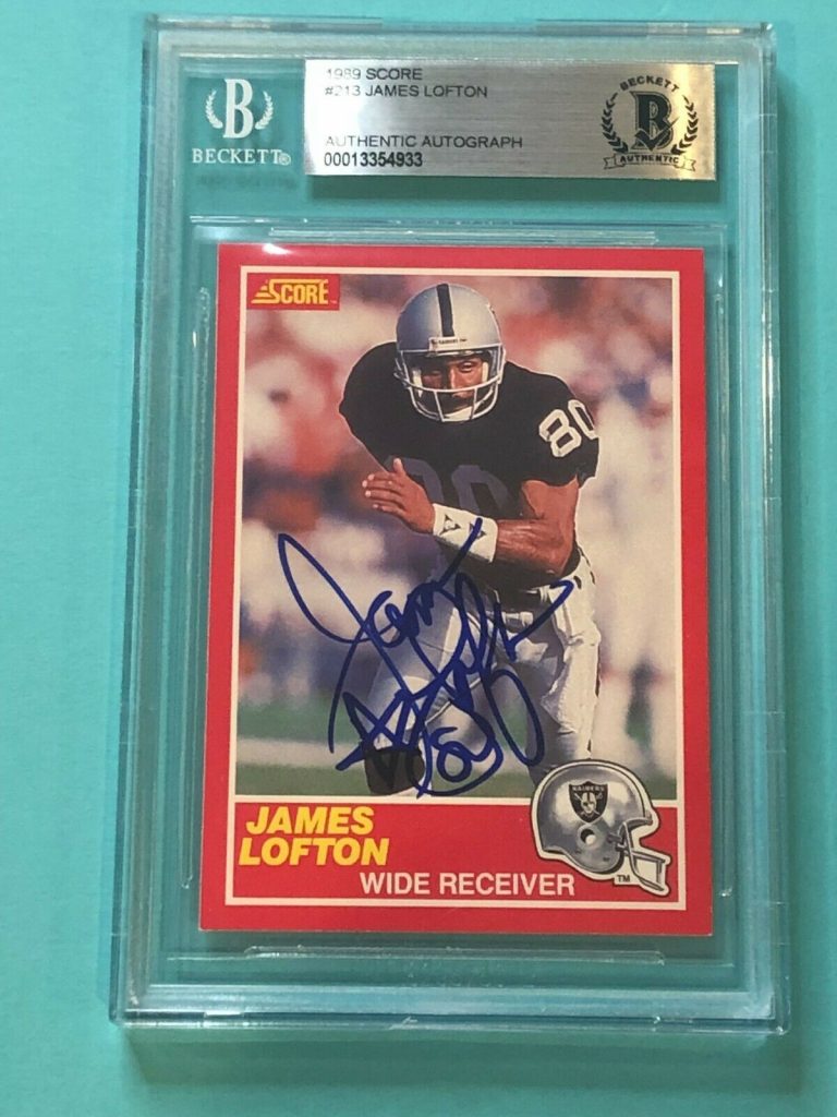 JAMES LOFTON Signed 1989 SCORE Card #213 Beckett Authenticated BAS ...