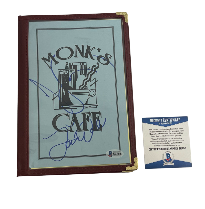 JERRY SEINFELD LARRY DAVID SIGNED MONK'S CAFE MENU PROP REPLICA ...