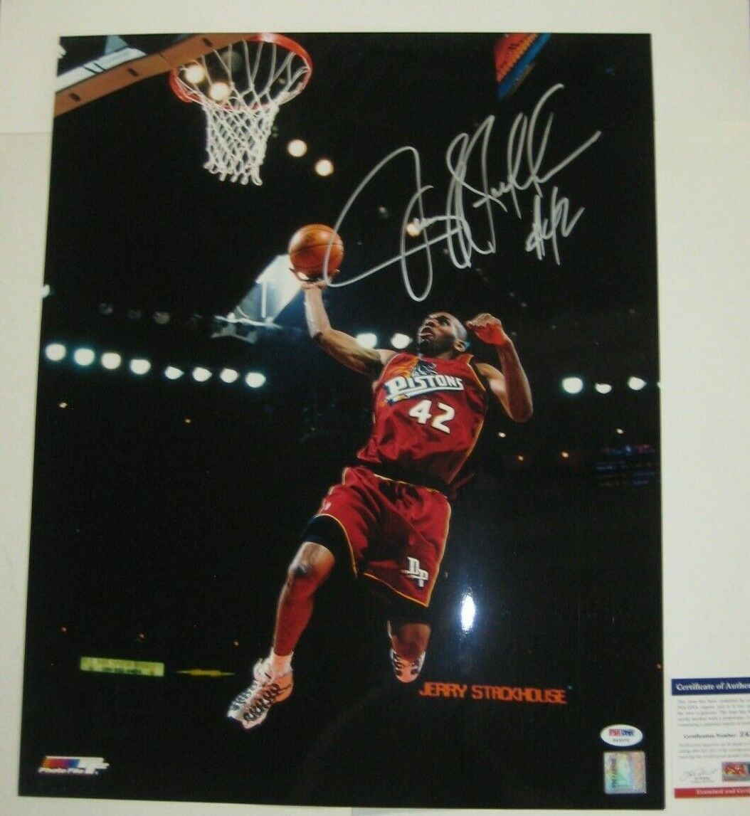 JERRY STACKHOUSE Signed Detroit PISTONS 16x20 PHOTO with PSA COA ...