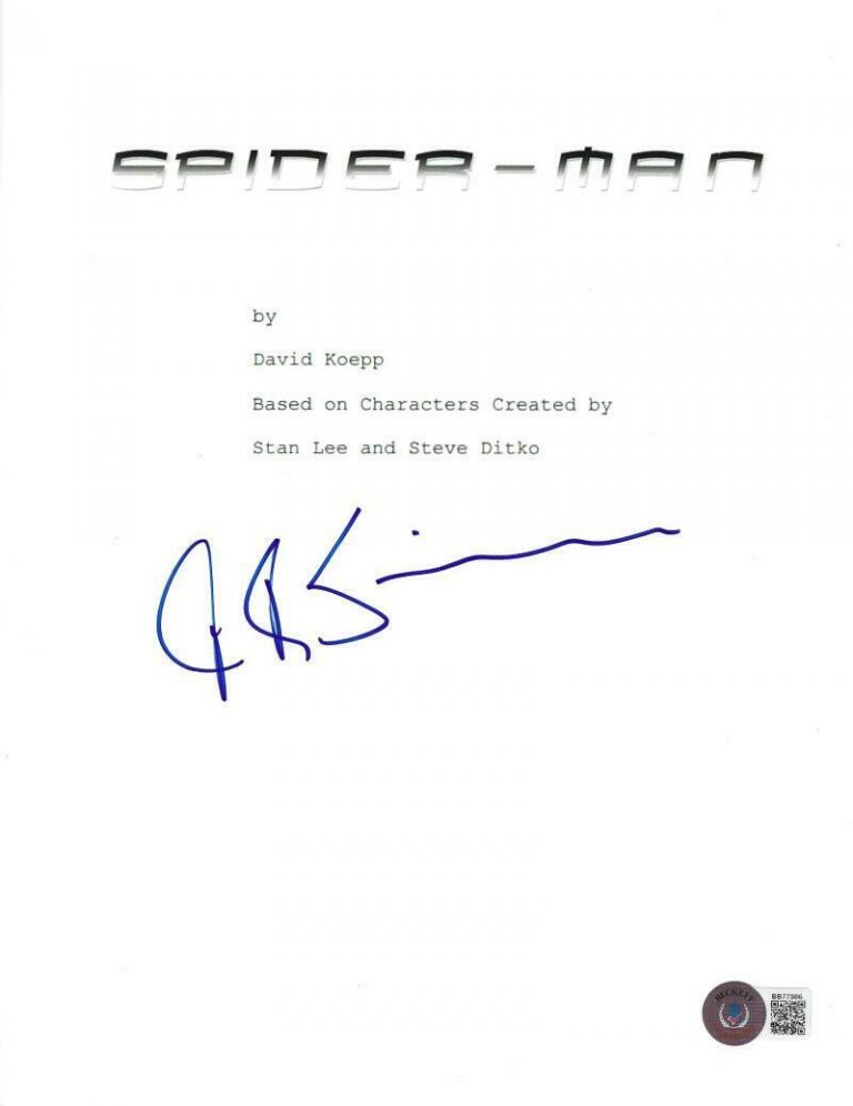 JK SIMMONS SPIDER-MAN (2002) SIGNED FULL SCRIPT AUTHENTIC AUTOGRAPH ...