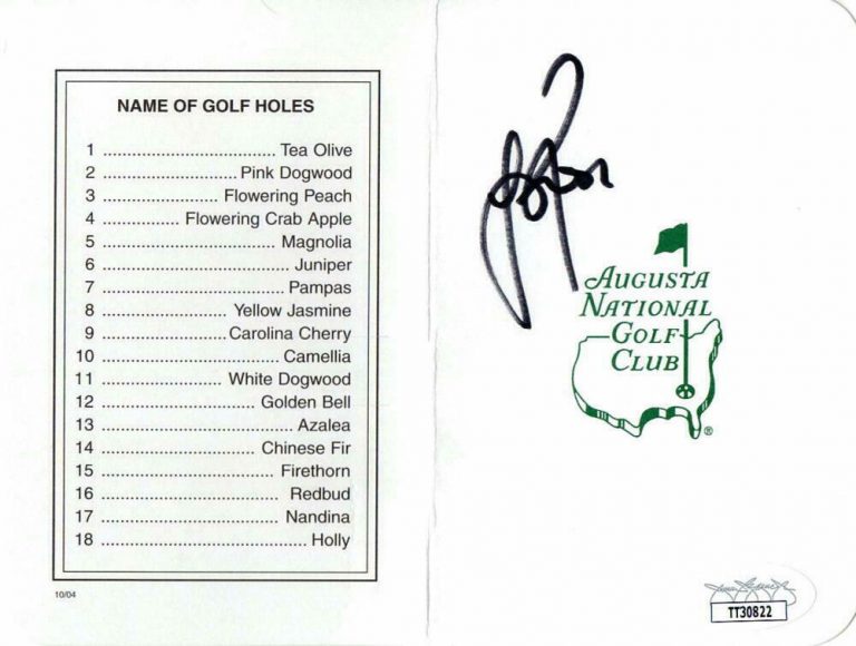 JUSTIN ROSE SIGNED AUTOGRAPH AUGUSTA NATIONAL MASTERS SCORECARD - W ...