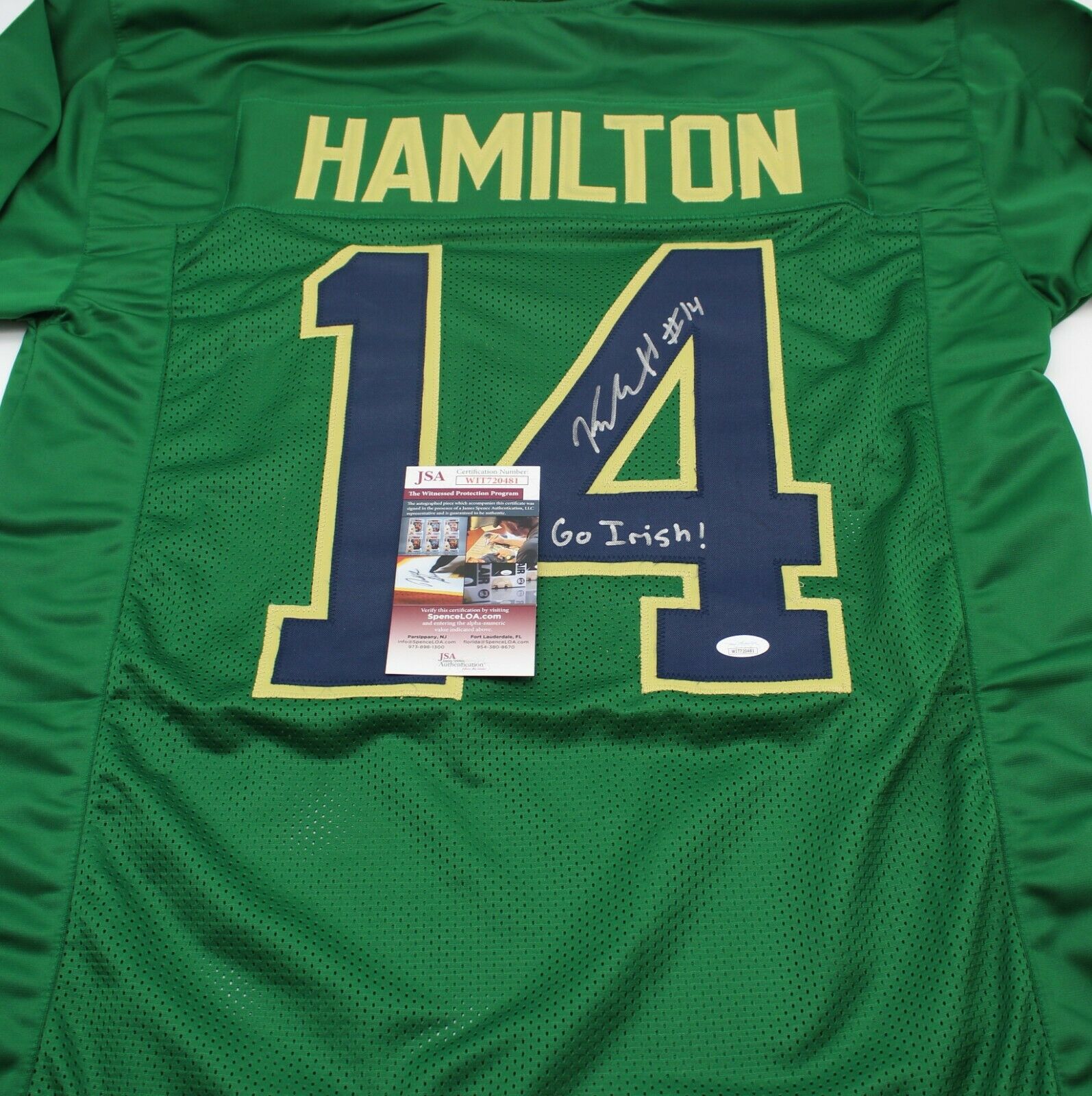 Kyle Hamilton Signed Custom Notre Dame Green Jersey w/JSA COA Go Irish ...