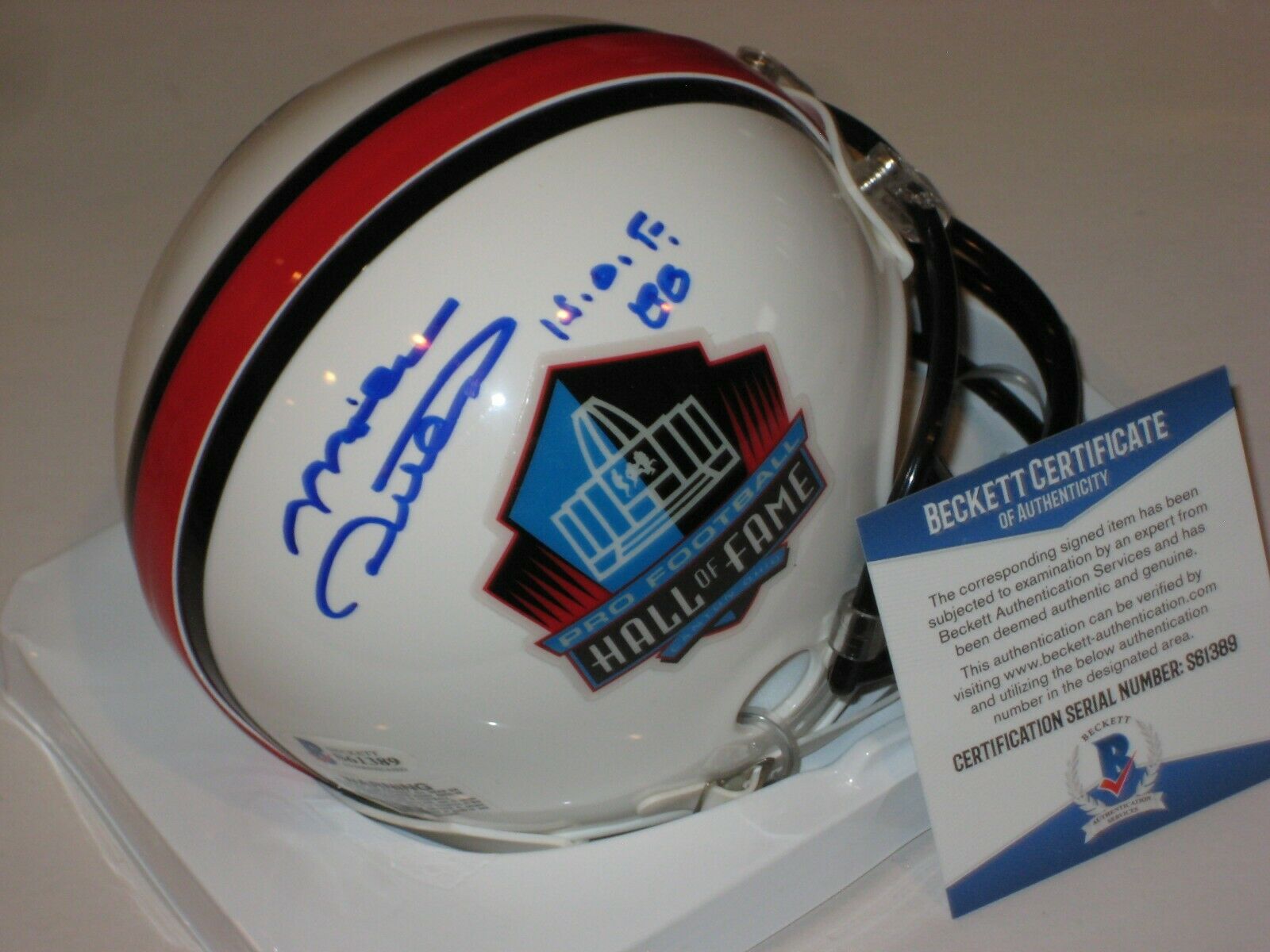 MIKE DITKA (Bears) Signed HALL OF FAME Mini-helmet w/ Beckett COA ...