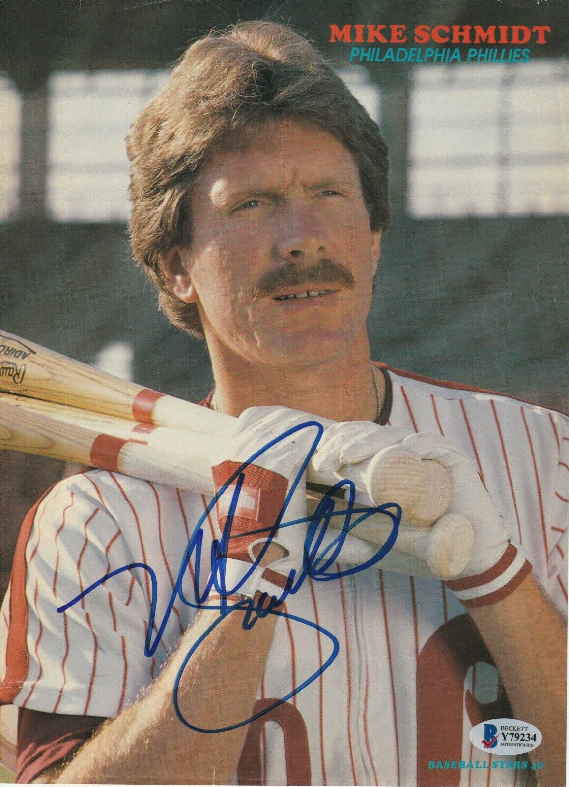 MIKE SCHMIDT (Phillies) Signed Magazine Photo Page with Beckett COA ...