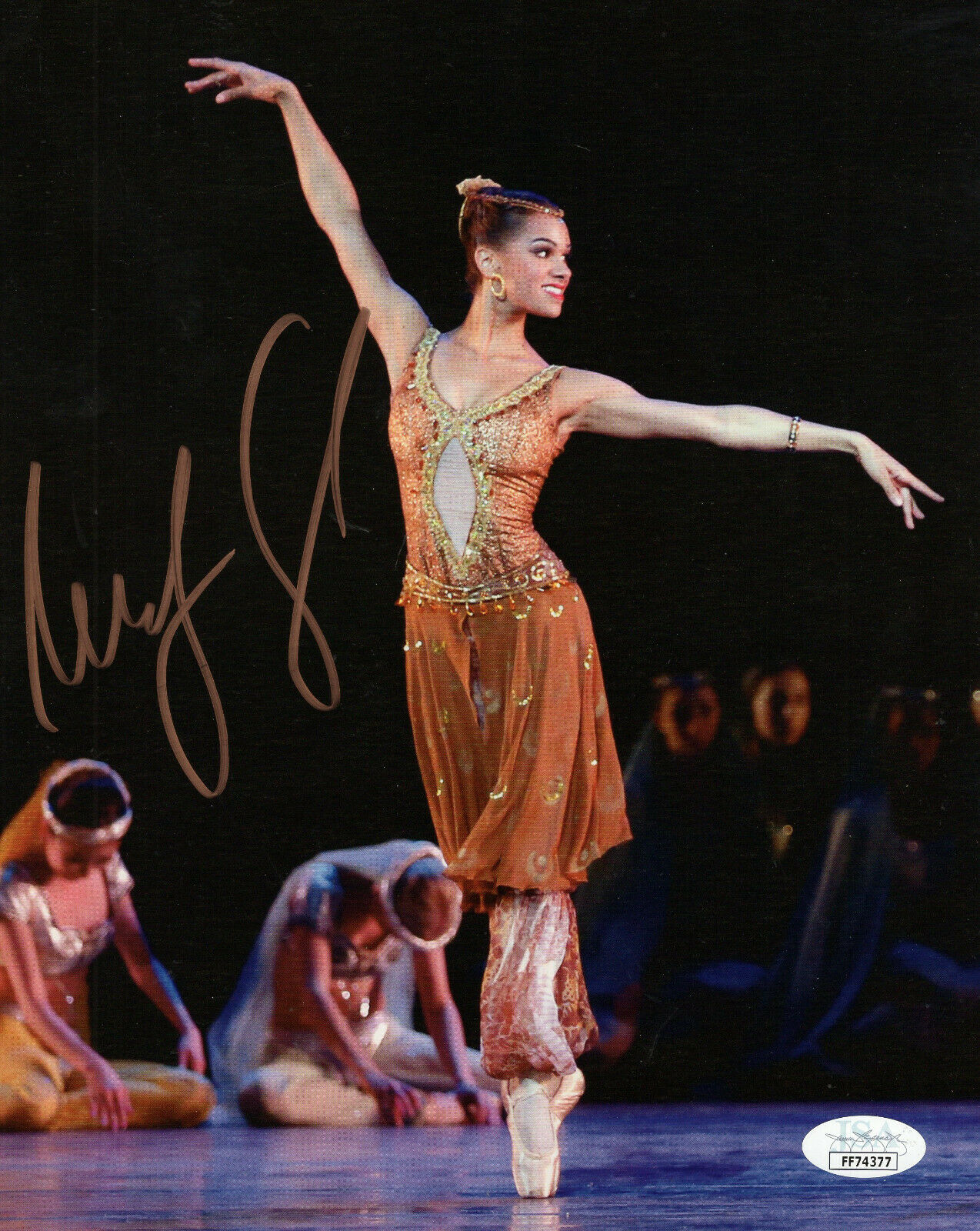 MISTY COPELAND HAND SIGNED 8x10 COLOR PHOTO GORGEOUS BALLERINA ON STAGE ...
