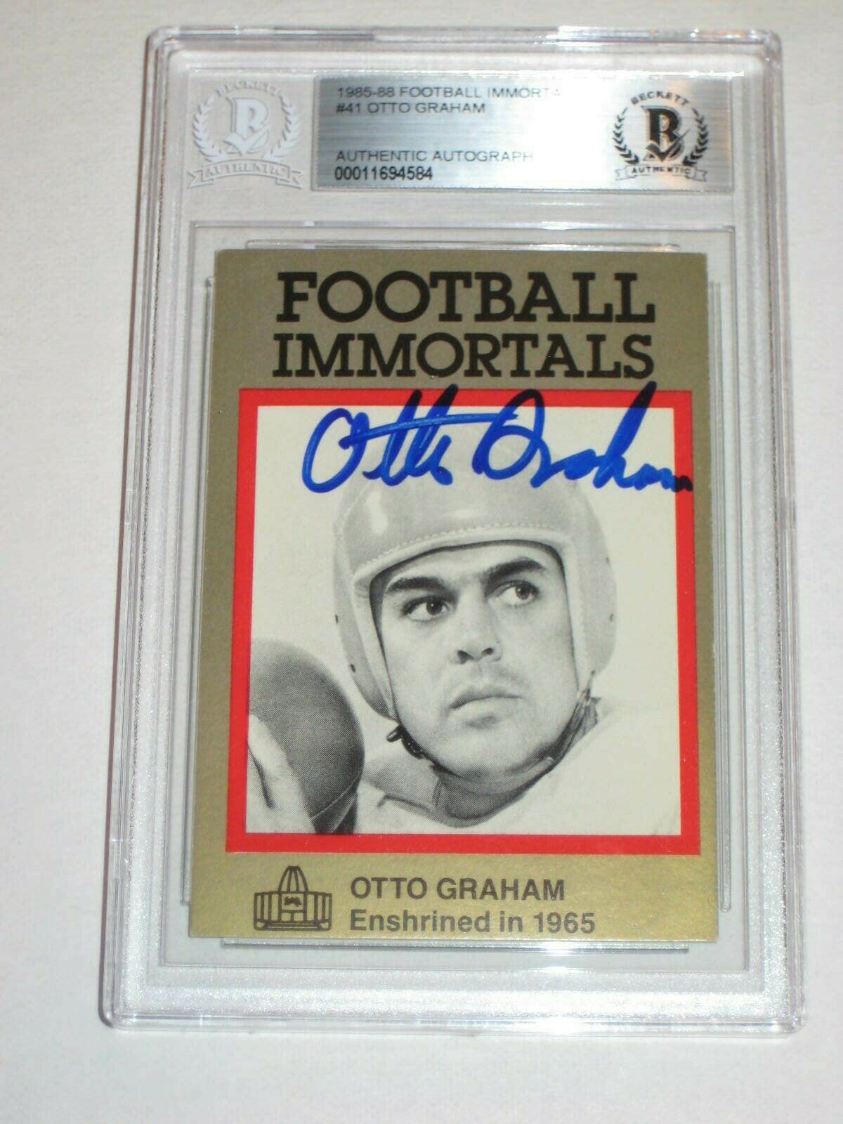 OTTO GRAHAM Signed 1985-88 FOOTBALL IMMORTALS Card #41 Beckett ...