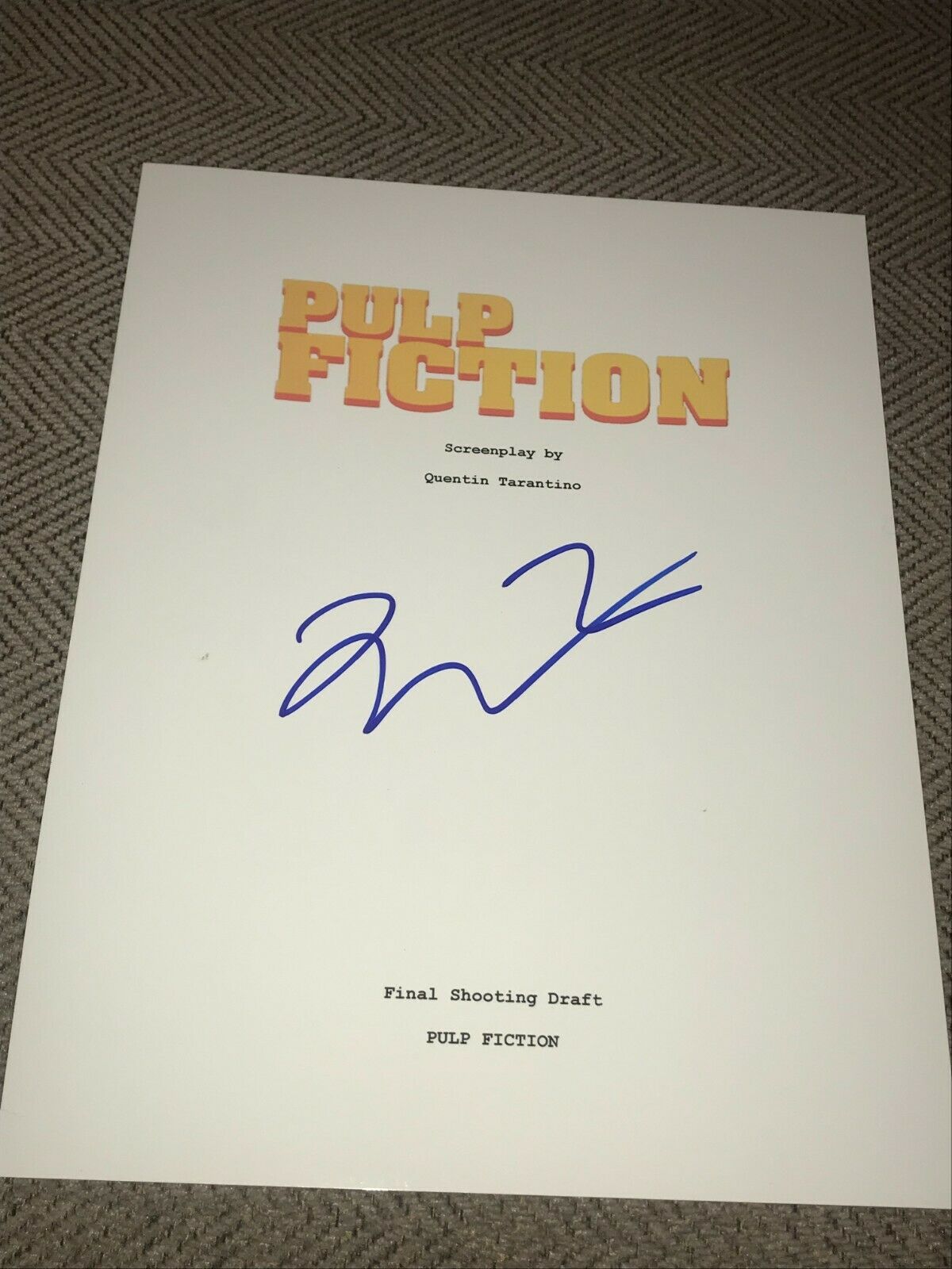 QUENTIN TARANTINO SIGNED AUTOGRAPH MOVIE SCRIPT PULP FICTION TRAVOLTA ...