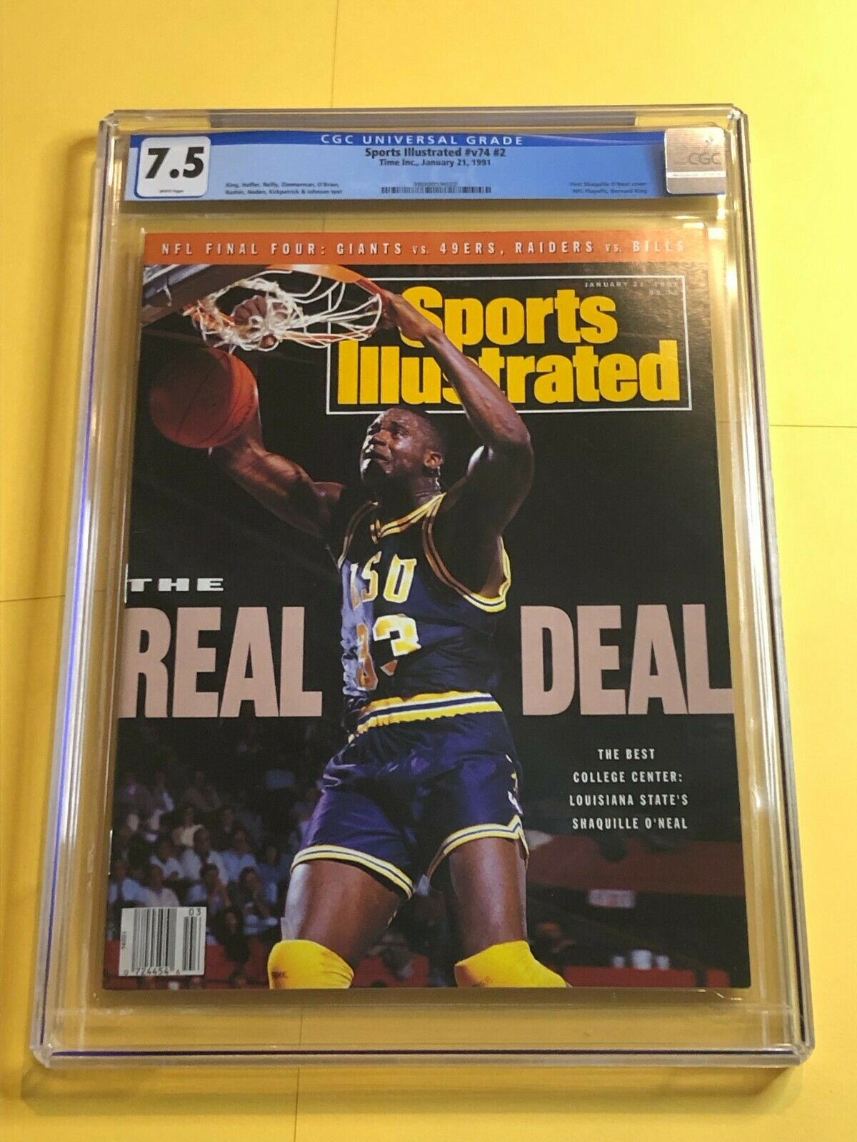 SHAQUILLE SHAQ O'NEAL Sports Illustrated LSU ROOKIE COVER CGC 7.5 1/21 ...