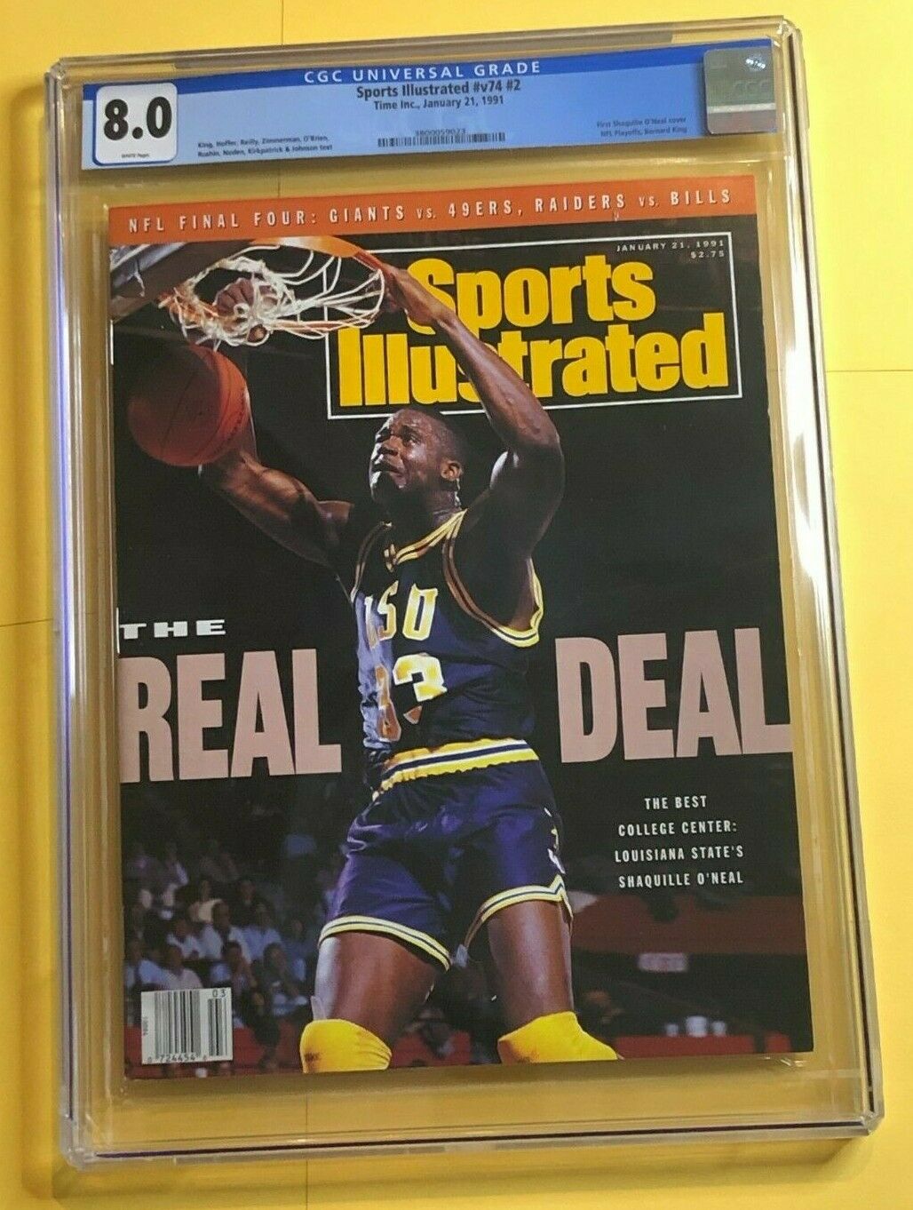 SHAQUILLE SHAQ O'NEAL Sports Illustrated LSU ROOKIE COVER CGC 8.0 1/21 ...