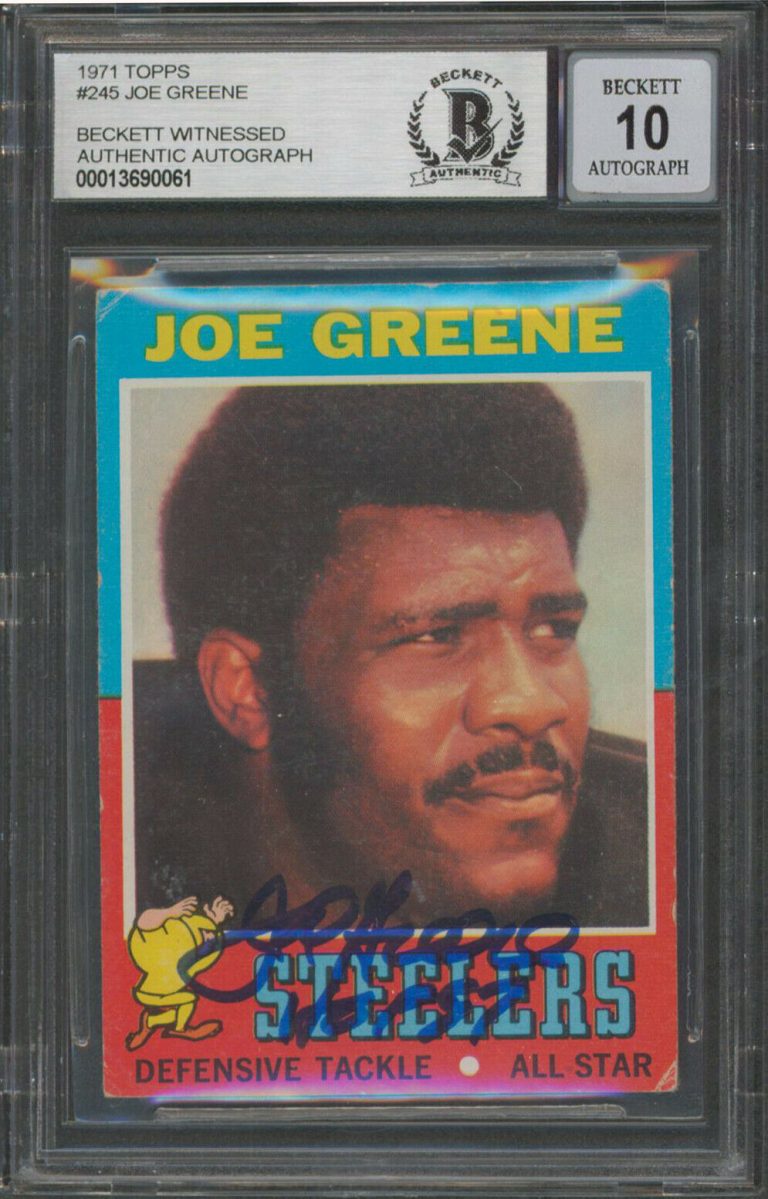 Steelers Joe Greene HOF 87 Signed 1971 Topps #245 Rookie Card Auto 10 ...