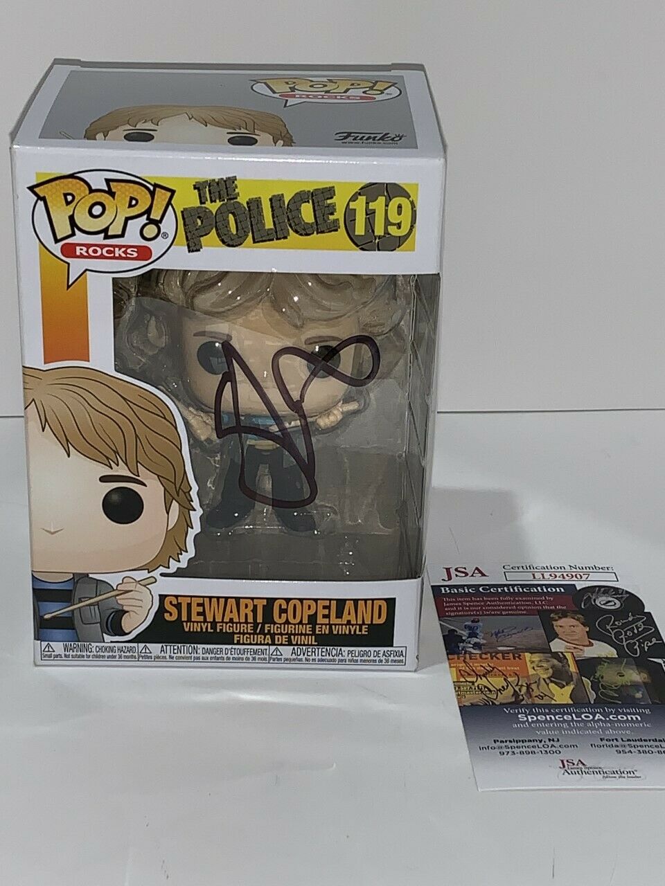 STEWART COPELAND SIGNED FUNKO POP THE POLICE NEW PROOF VERY RARE JSA ...