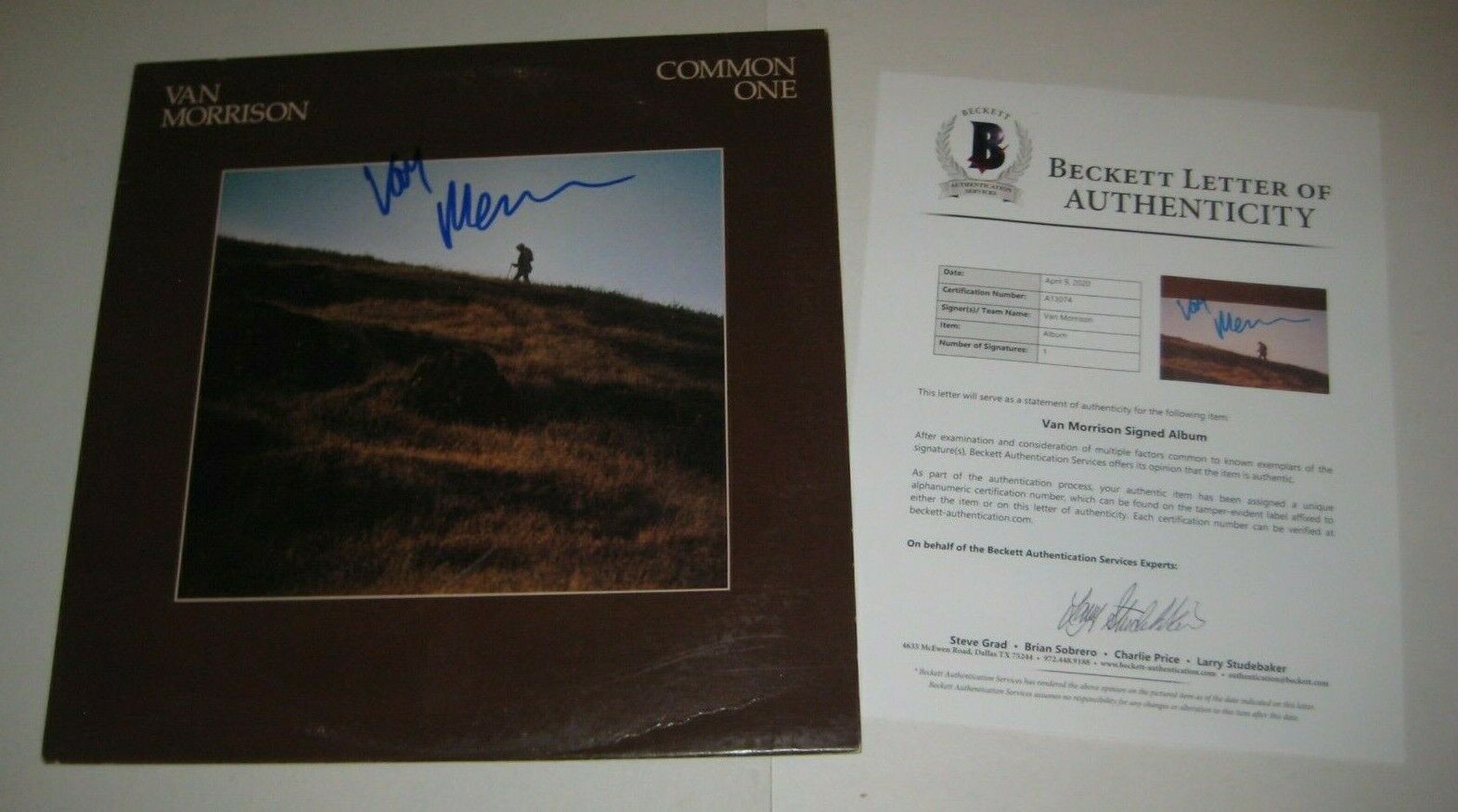 VAN MORRISON Signed COMMON ONE PROMO LP COVER w/ Beckett LOA | Autographia
