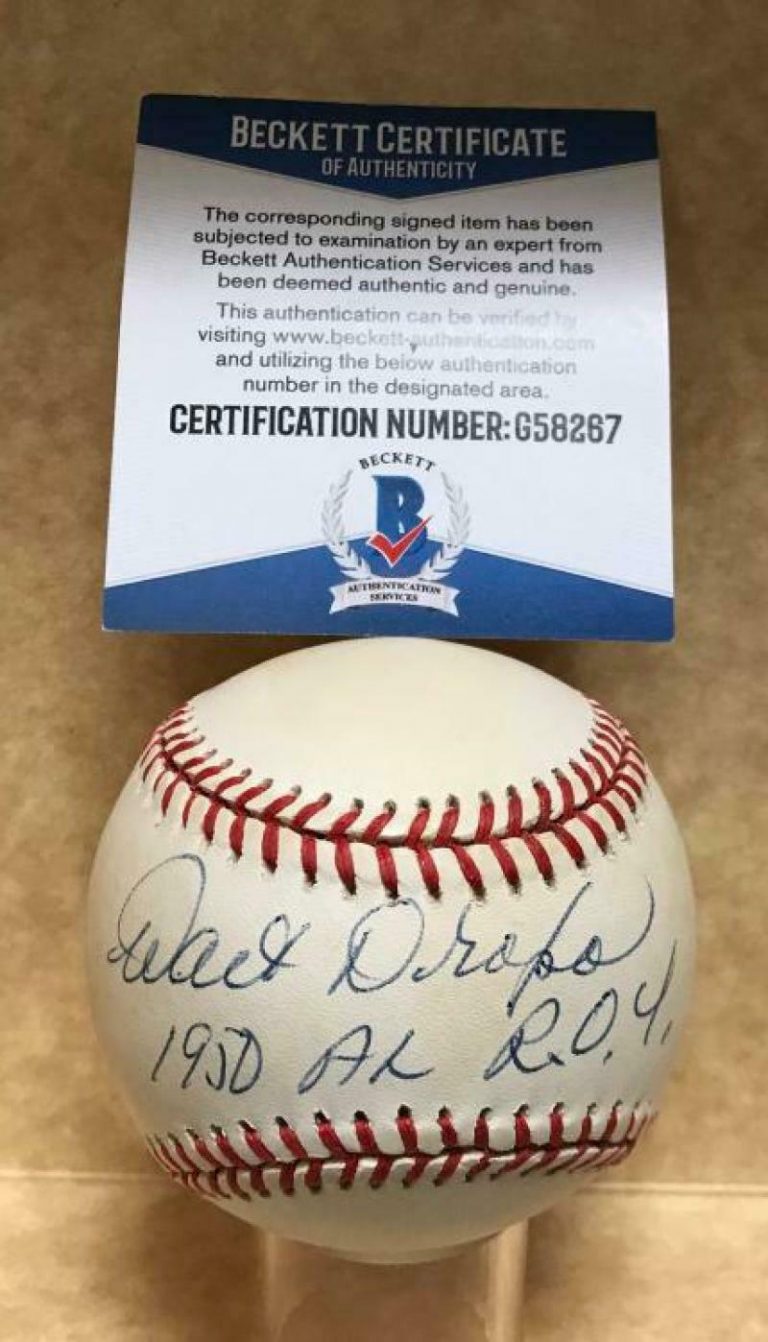 WALT DROPO 1950 AL ROY VINTAGE SIGNED A.L. BASEBALL BECKETT G58267 ...