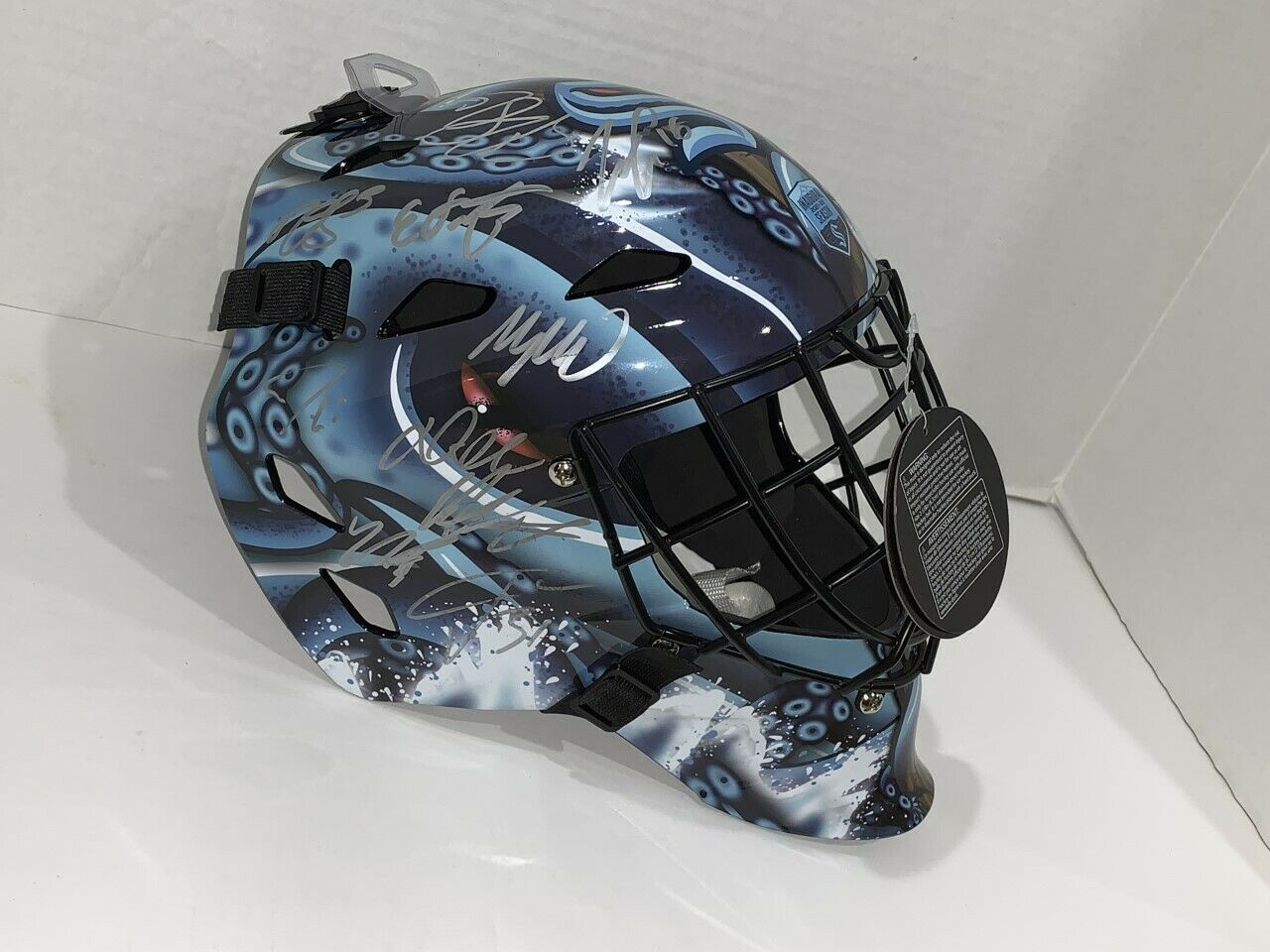 2022 SEATTLE KRAKEN TEAM SIGNED GOALIE MASK MCCANN EBERLE GRUBAUER ...