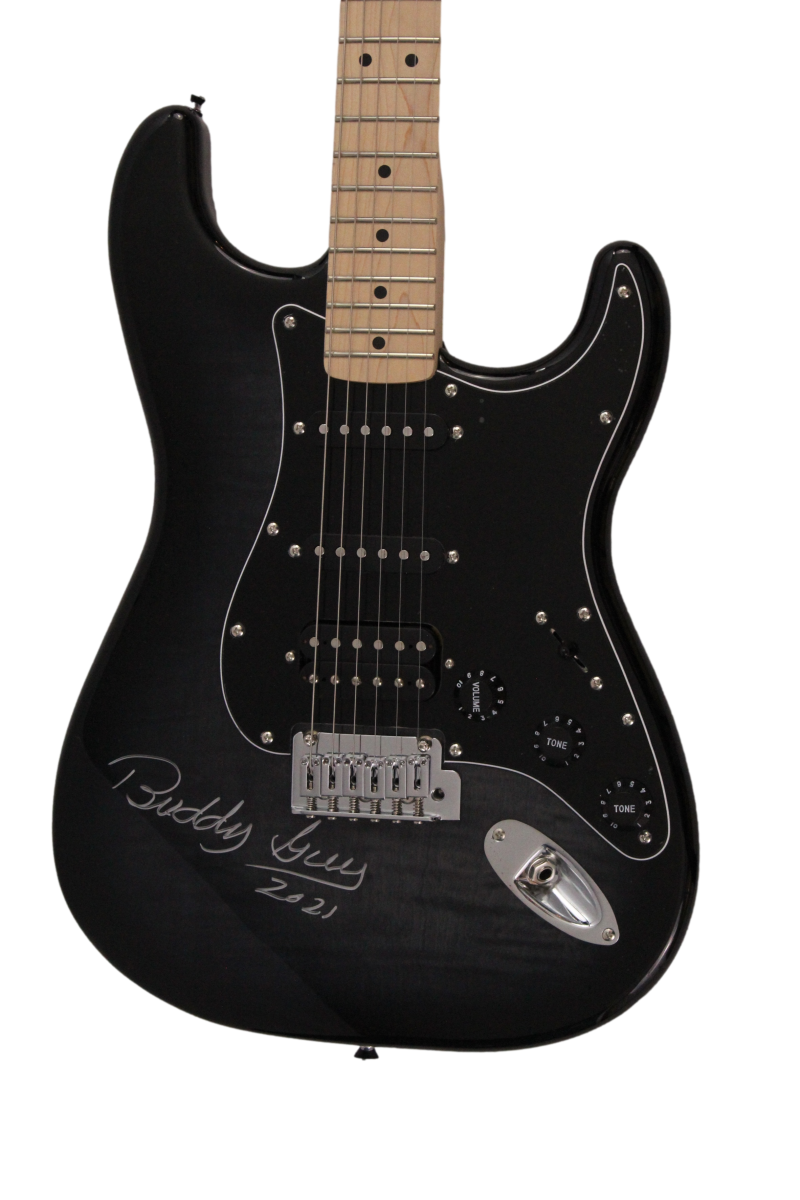 BUDDY GUY SIGNED AUTOGRAPH BLACK FENDER STRATOCASTER ELECTRIC GUITAR ...