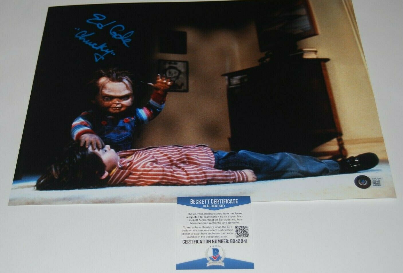 ED GALE signed (CHILD'S PLAY) Movie 11X14 photo *CHUCKY* BECKETT BAS ...