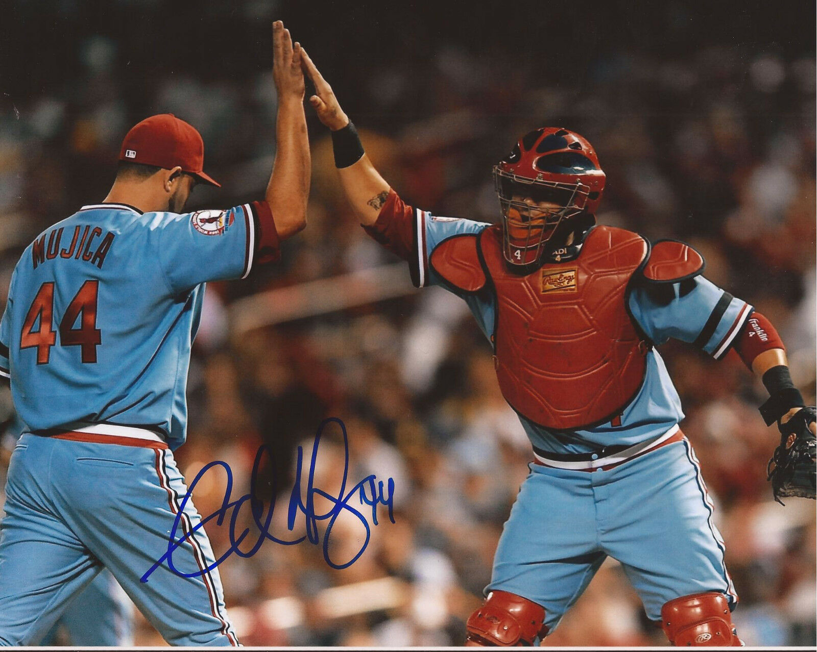 EDWARD MUJICA ST LOUIS CARDINALS SIGNED AUTOGRAPH HIGH FIVE 8X10 PHOTO ...