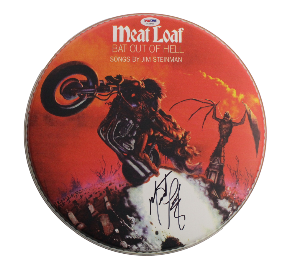 MEAT LOAF SIGNED AUTOGRAPH CUSTOM 12" BAT OUT OF HELL DRUMHEAD - FIGHT ...