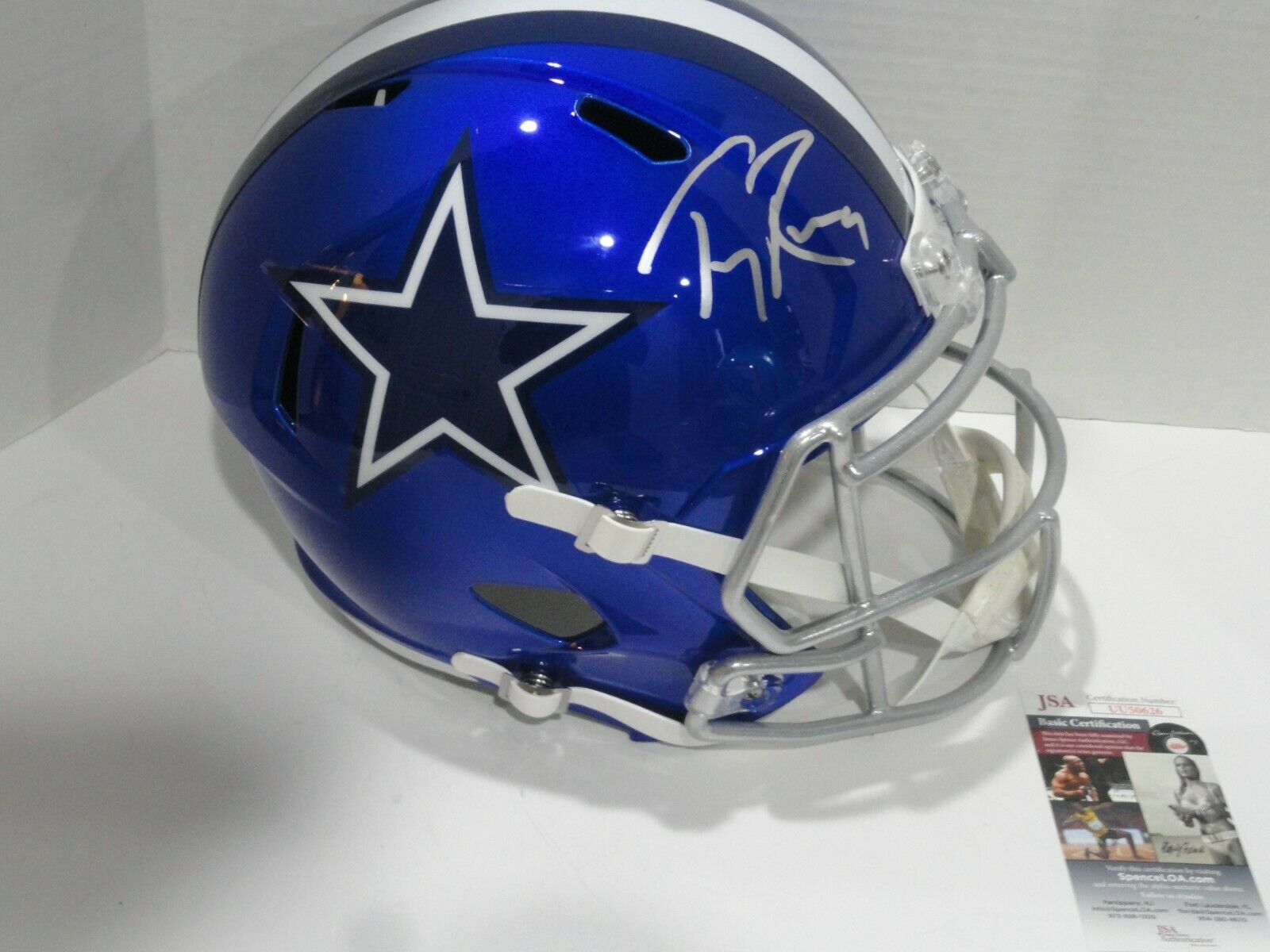 TONY ROMO SIGNED DALLAS COWBOYS FULL-SIZE REPLICA FLASH HELMET PROOF ...