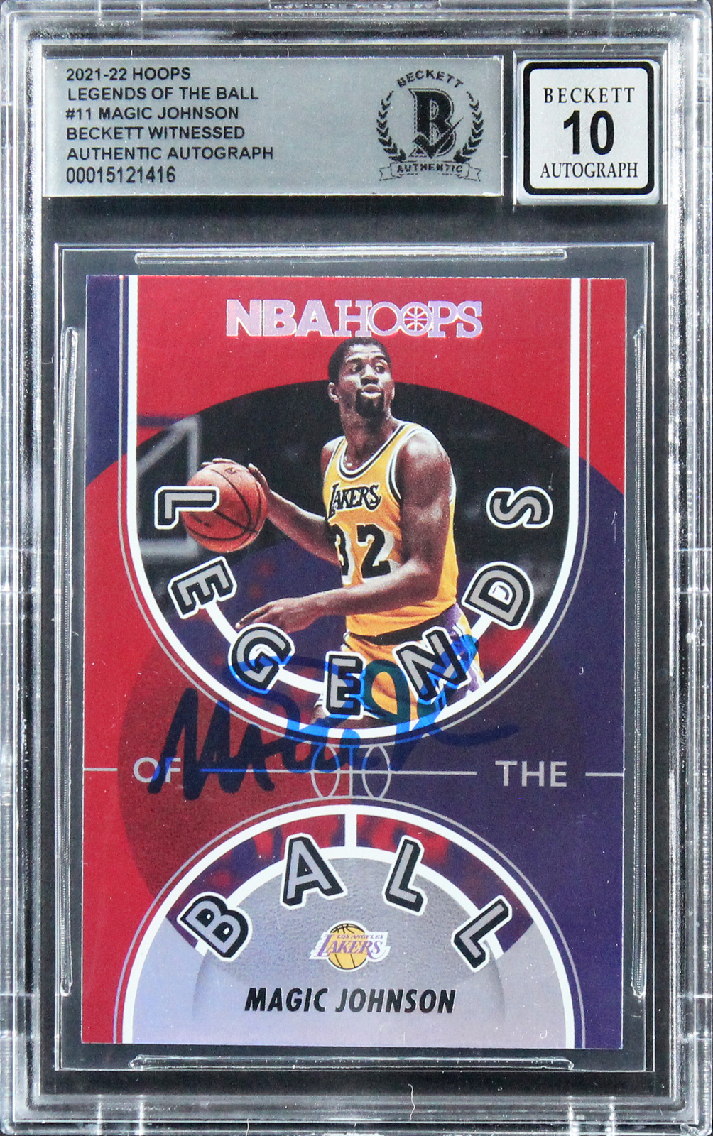 Magic Johnson Signed 2021 Hoops Legends Of The Ball #11 Card Auto 10 ...