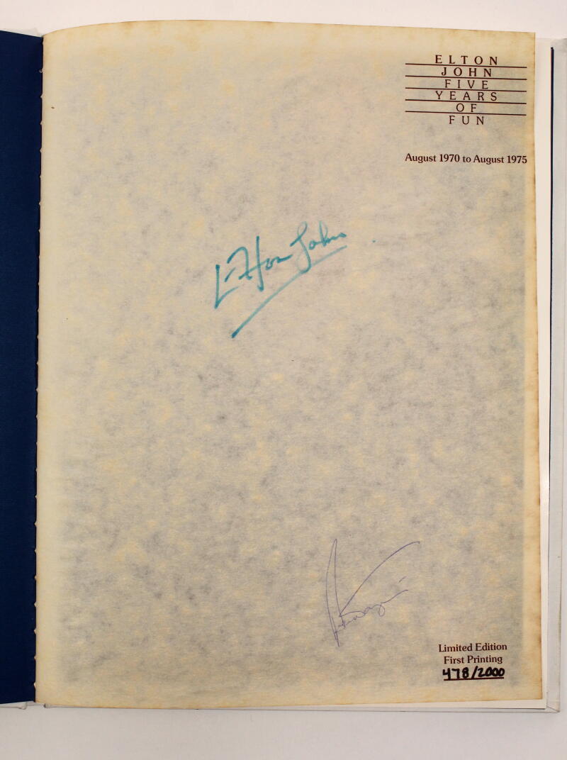 Elton John & Bernie Taupin Signed Autograph LE #'d Five Years of Fun ...