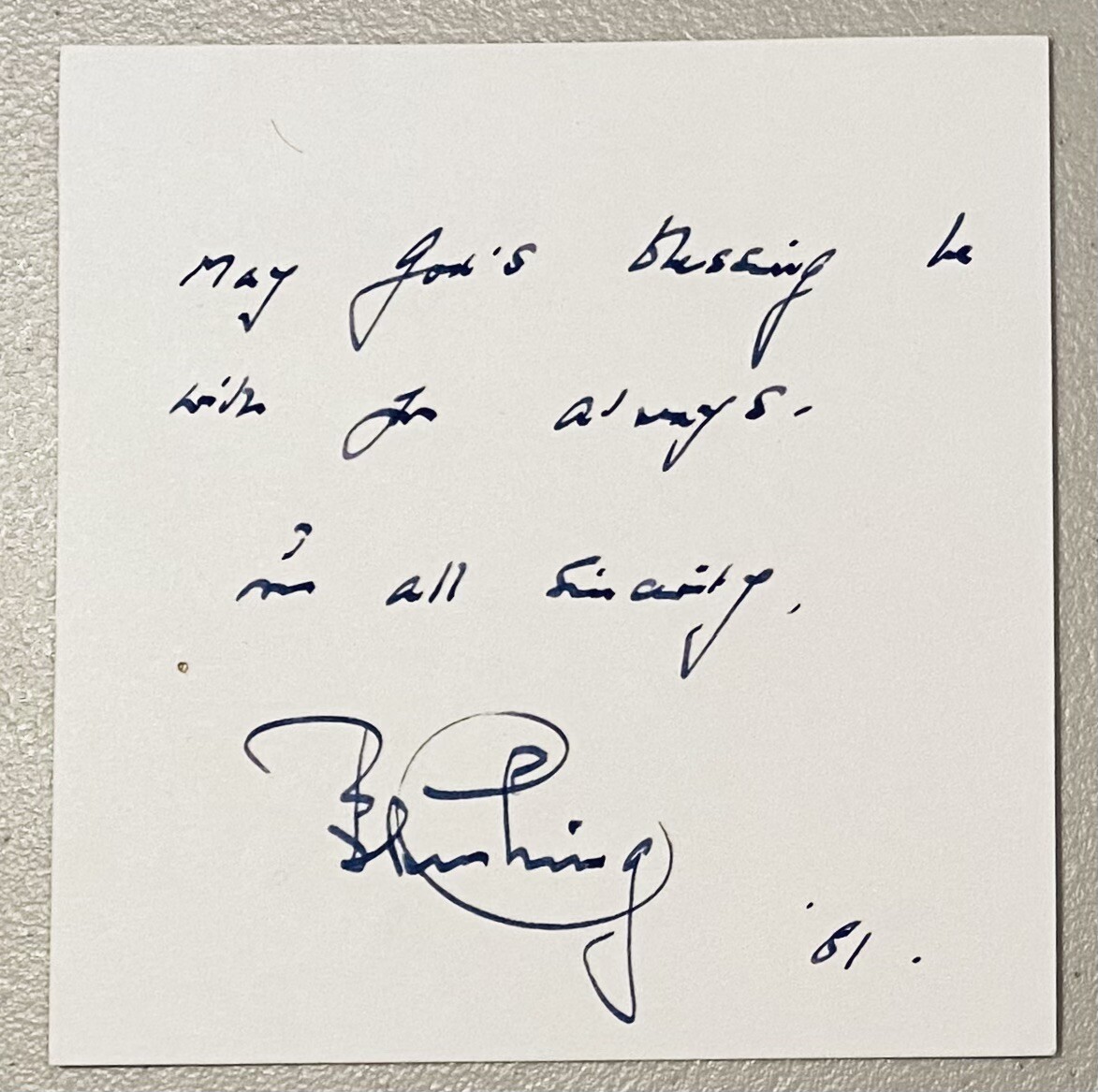 Peter Cushing Signed Autographed 4x4 Card Full Beckett Bas Letter Star ...