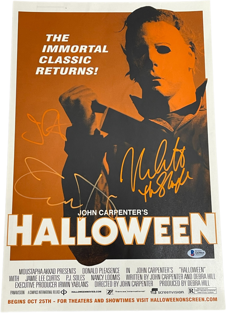 JOHN CARPENTER JAMIE LEE CURTIS NICK CASTLE SIGNED HALLOWEEN 12X18 ...
