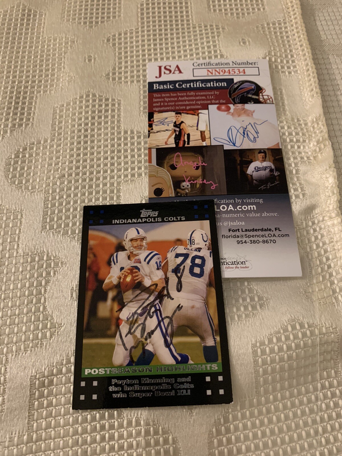 Peyton Manning Signed Trading Card Pro Football HOF JSA Authenticated ...