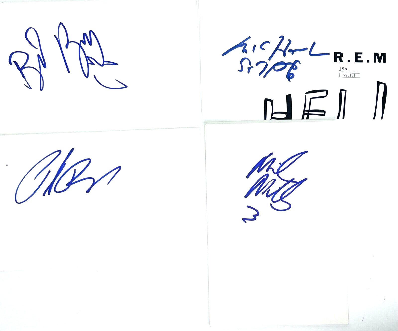 R.E.M MICHAEL STIPE BERRY BUCK MILLS Signed Autograph Index Card Set ...