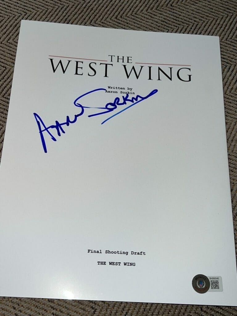 AARON SORKIN SIGNED AUTOGRAPH WEST WING SCRIPT IN PERSON BECKETT BAS ...