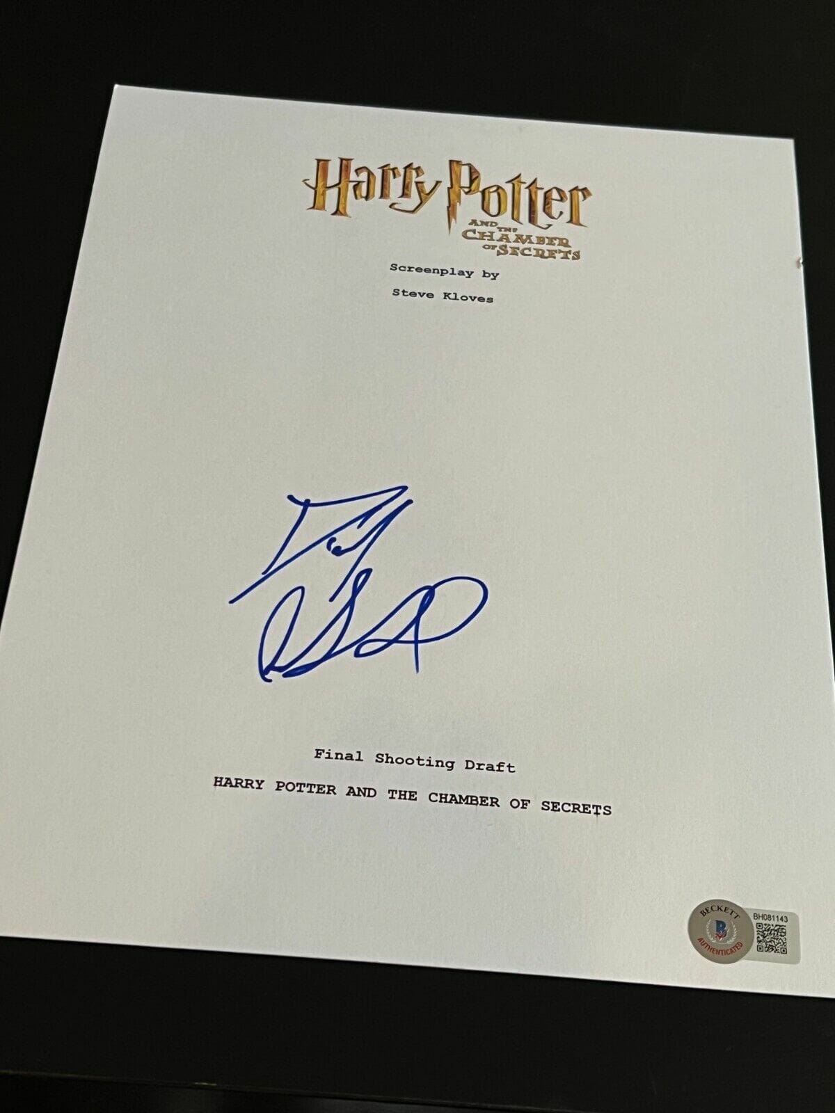 DANIEL RADCLIFFE SIGNED AUTOGRAPH SCRIPT HARRY POTTER CHAMBER SECRETS ...