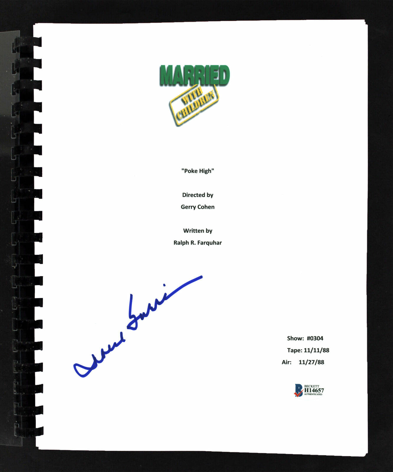David Garrison Married With Children Signed "Polk High" Tv Script BAS # ...
