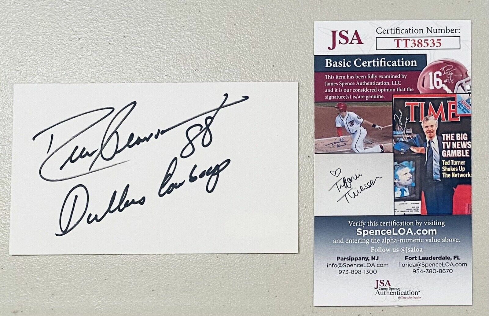 Drew Pearson Signed Autographed 3x5 Card JSA Certed Football HOF Dallas ...