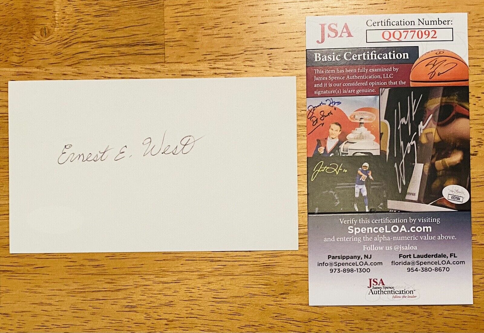 Ernest West Signed Autographed 3x5 Card JSA Certified Medal Of Honor ...