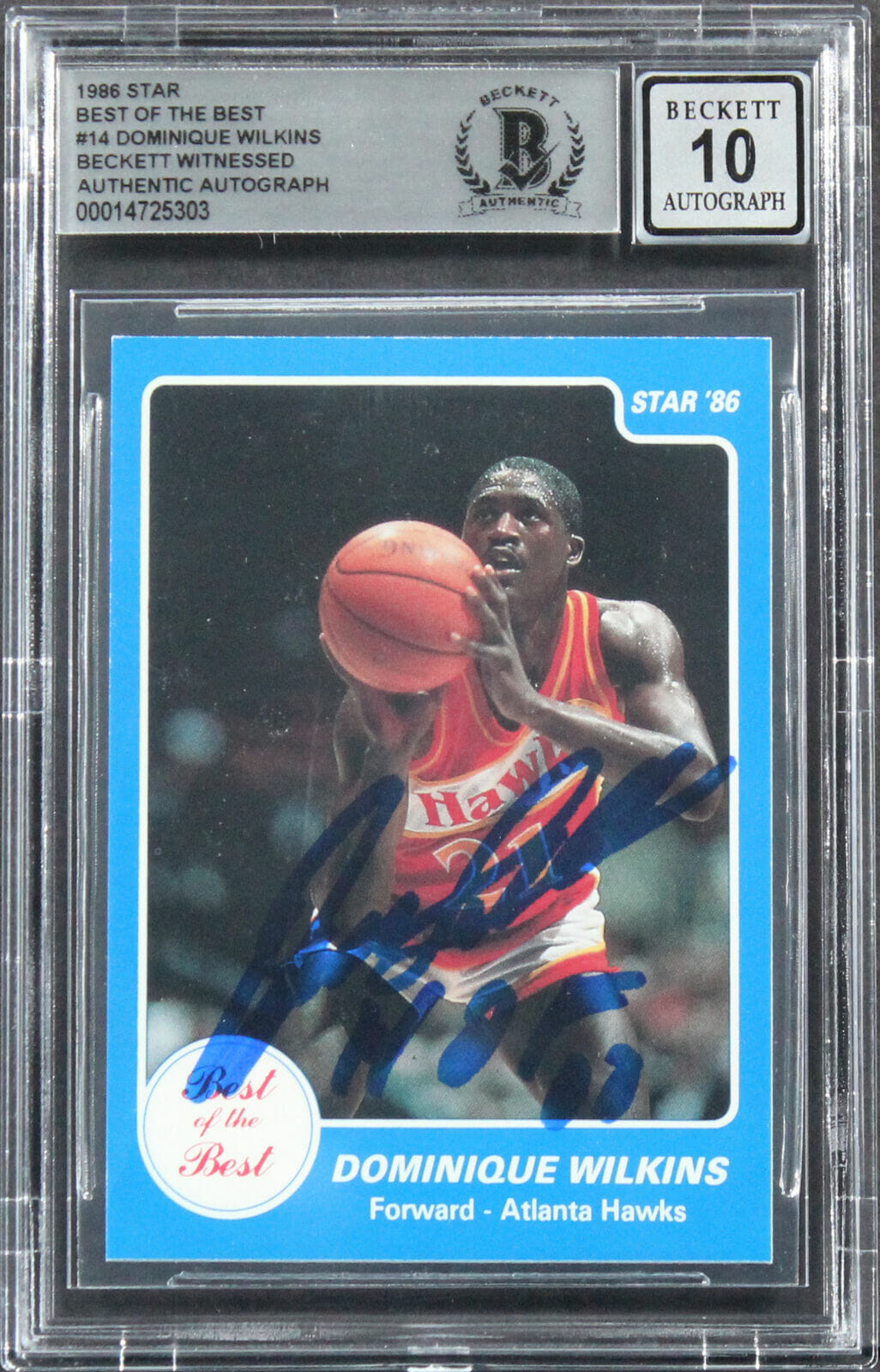 Hawks Dominique Wilkins "HOF 06" Signed 1986 Star BOB #14 Card Auto 10 ...