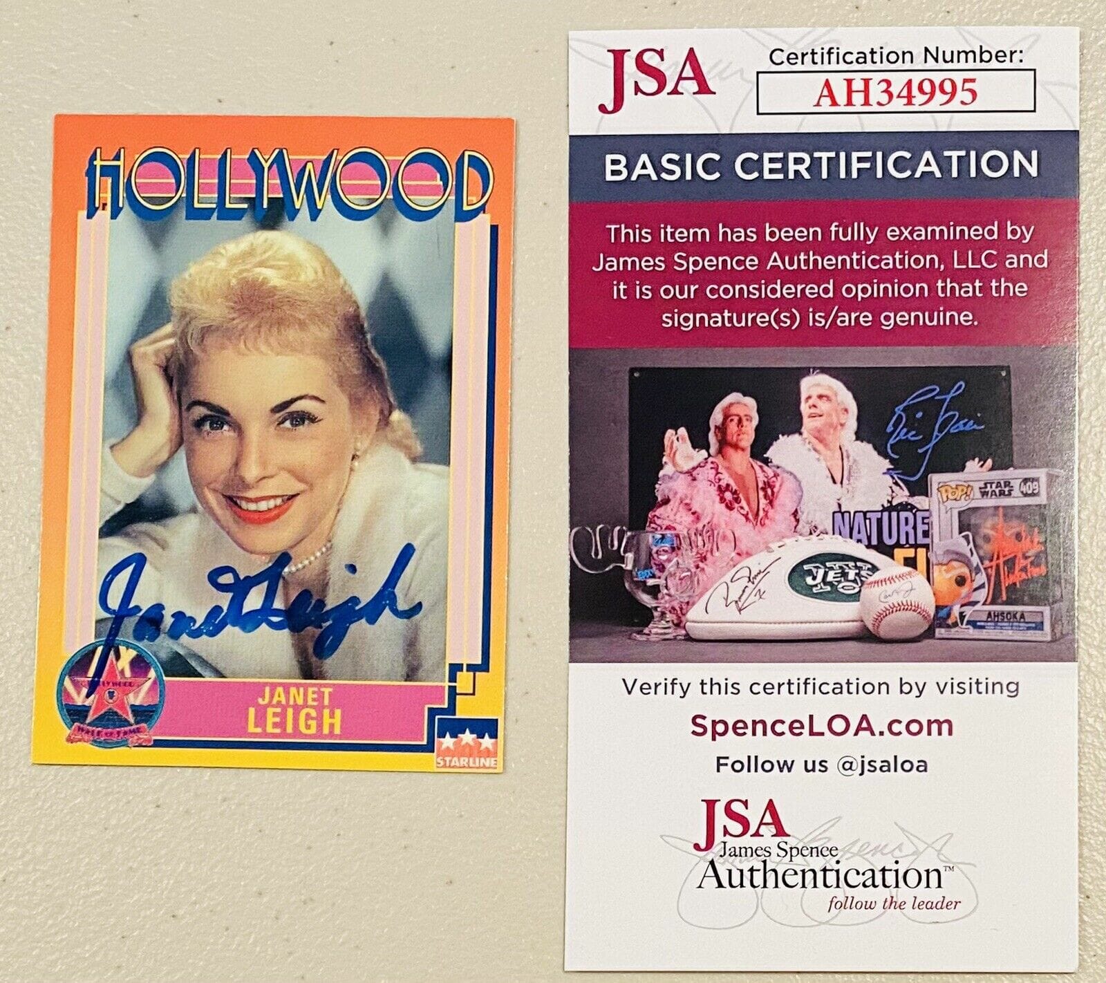 Janet Leigh Signed Autographed 1991 Hollywood Walk Of Fame Card 108 Jsa Cert Opens In A New