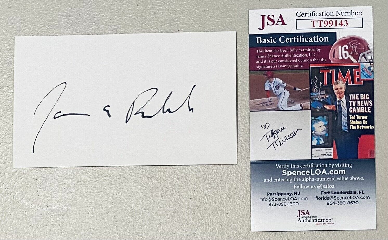 Jim Belushi Signed Autographed 3x5 Card JSA Certified According To Jim James Opens in a new ...